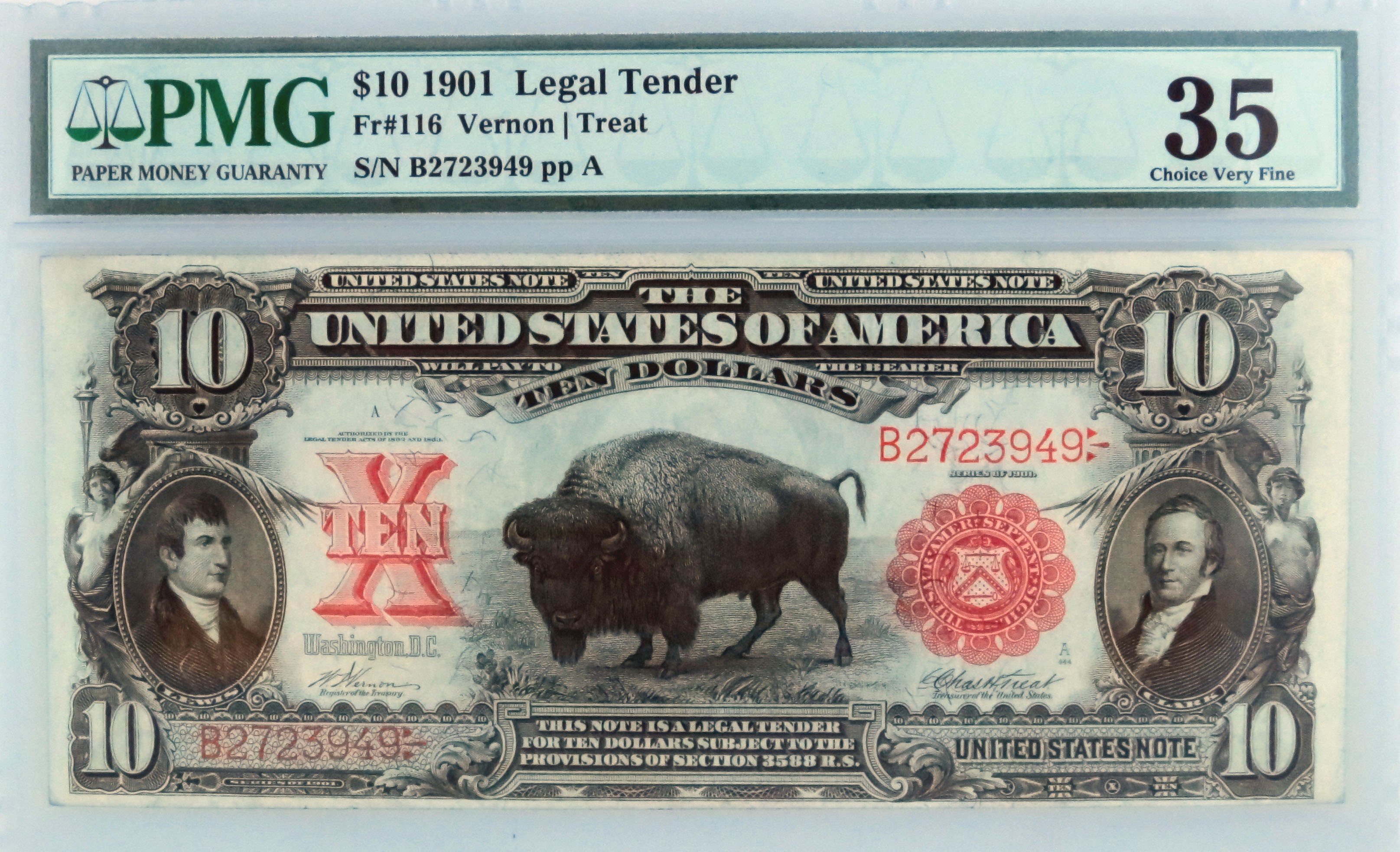 1901 $10 Bison PMG 35 Choice Very Fine | Coin Exchange NY