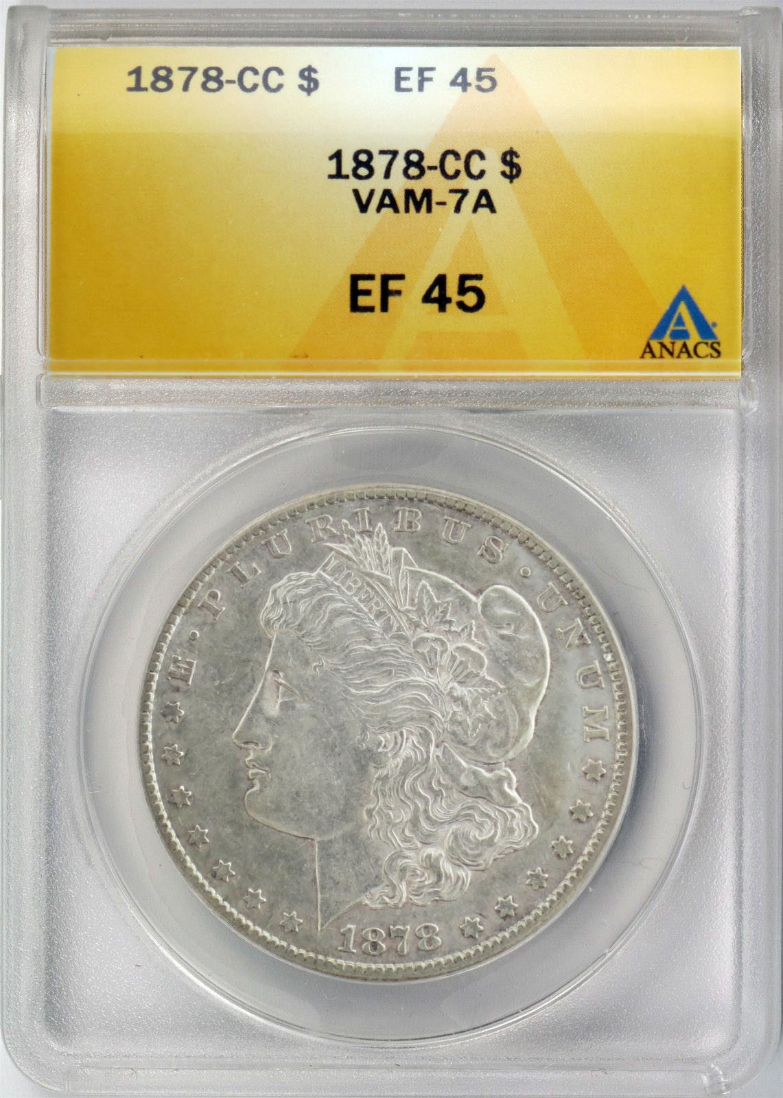 1878 CC $1 Morgan Silver Dollar ANACS EF45 VAM 7A | Coin Exchange NY