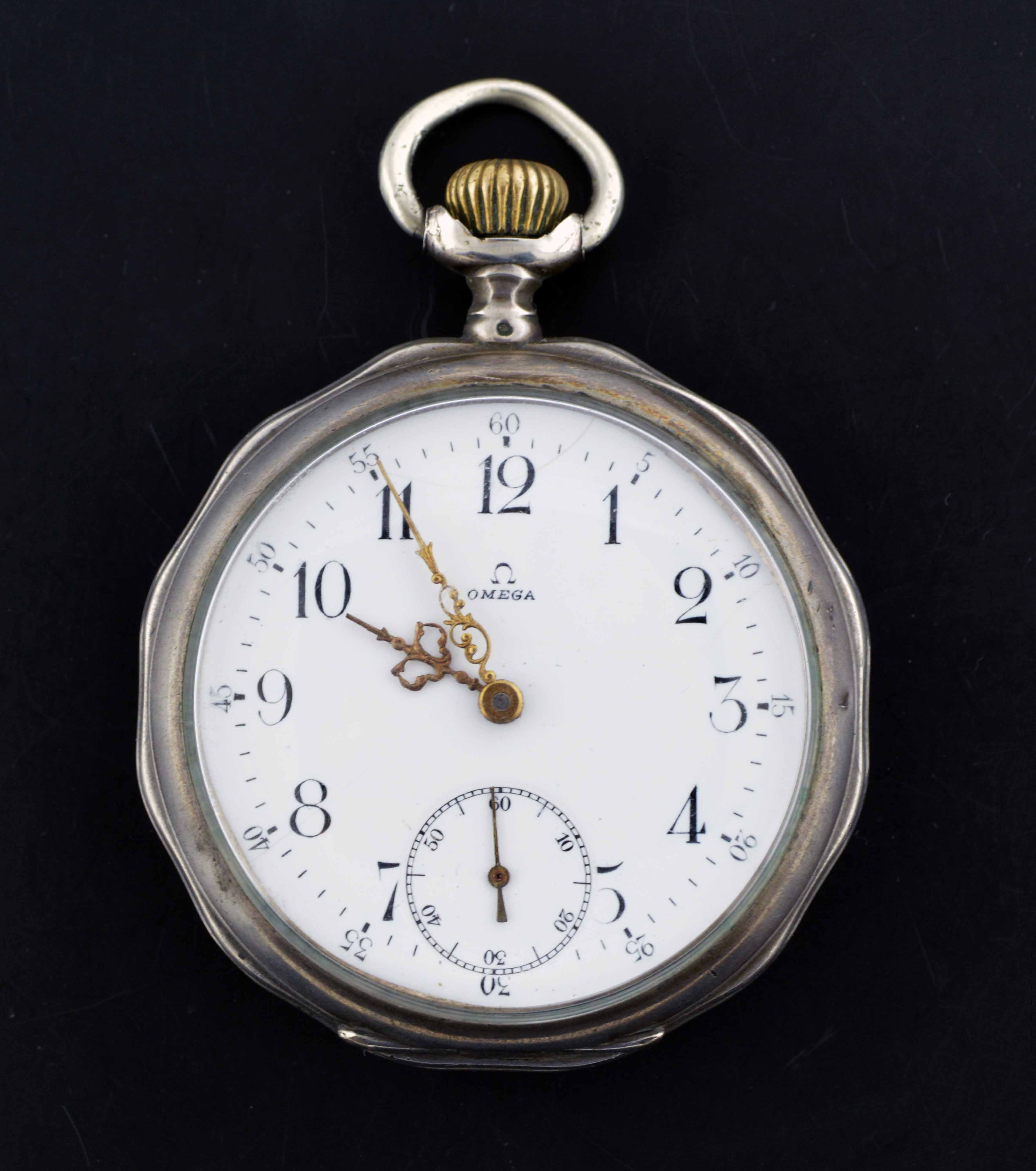 Antique Omega Coin Silver Louis XV Hands Scalloped Case Pocket Watch ...