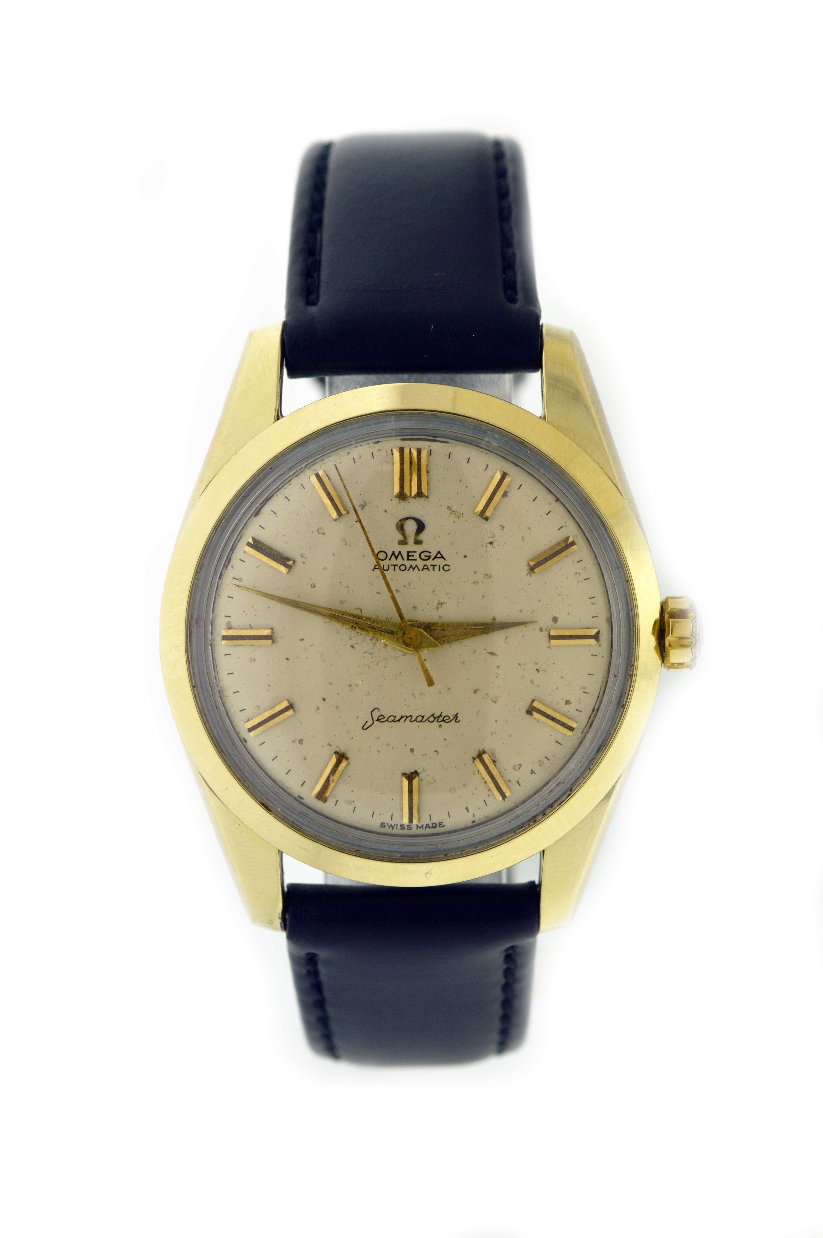 Vintage 1958 Omega Seamaster Cal 501 34mm Gold Cap Steel Automatic ...