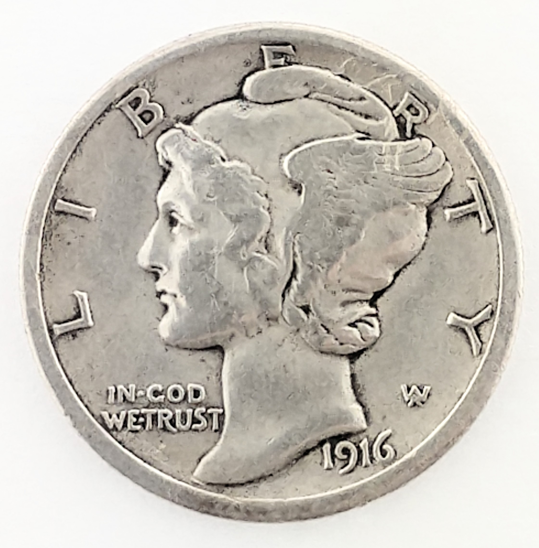 1916 D Denver 10C Mercury Dime Silver Circulated VF Coin Cleaned ...