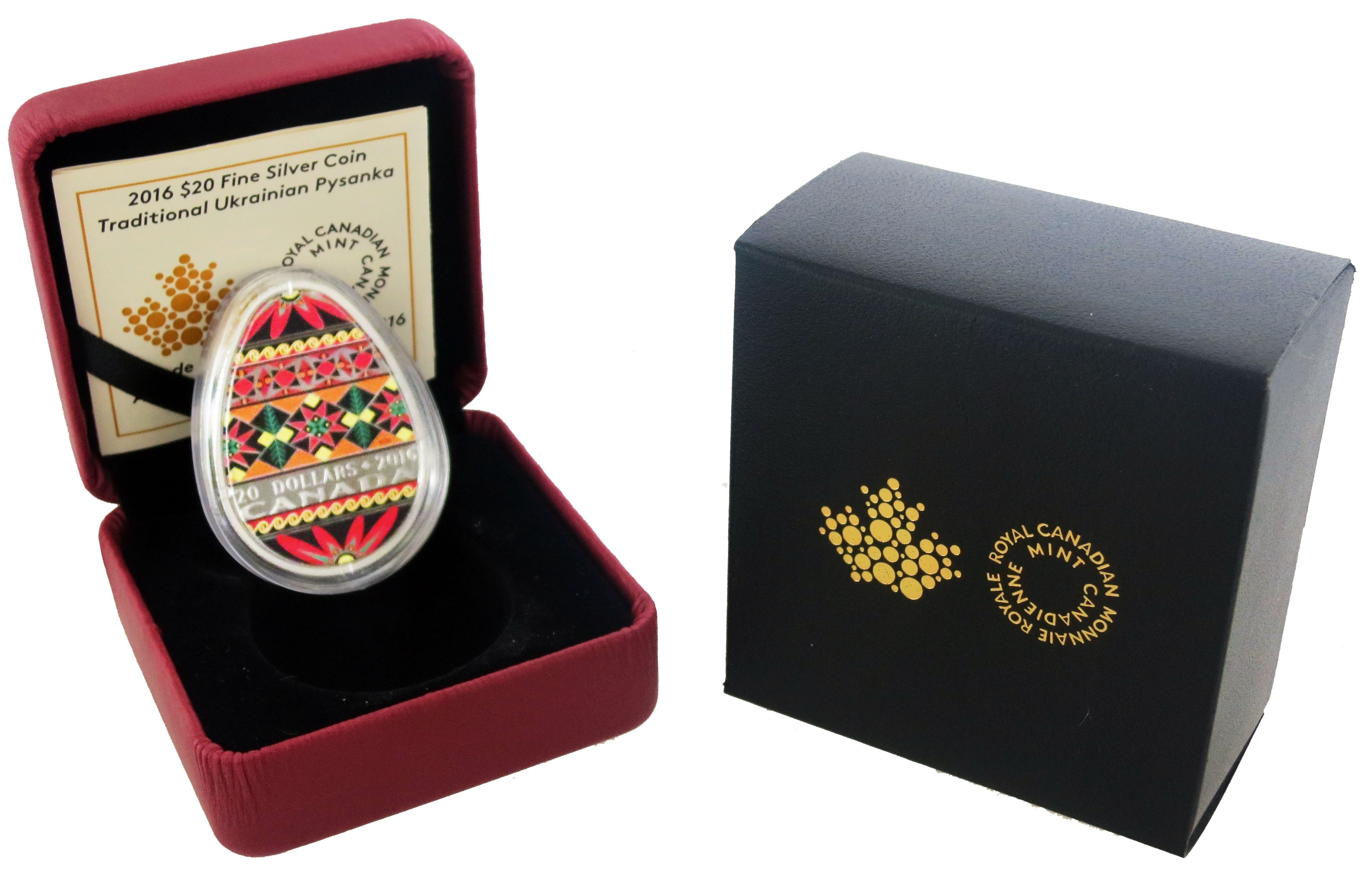 2016 $20 CAD Traditional Ukrainian Pysanka Egg Colorized 1 oz .999 ...