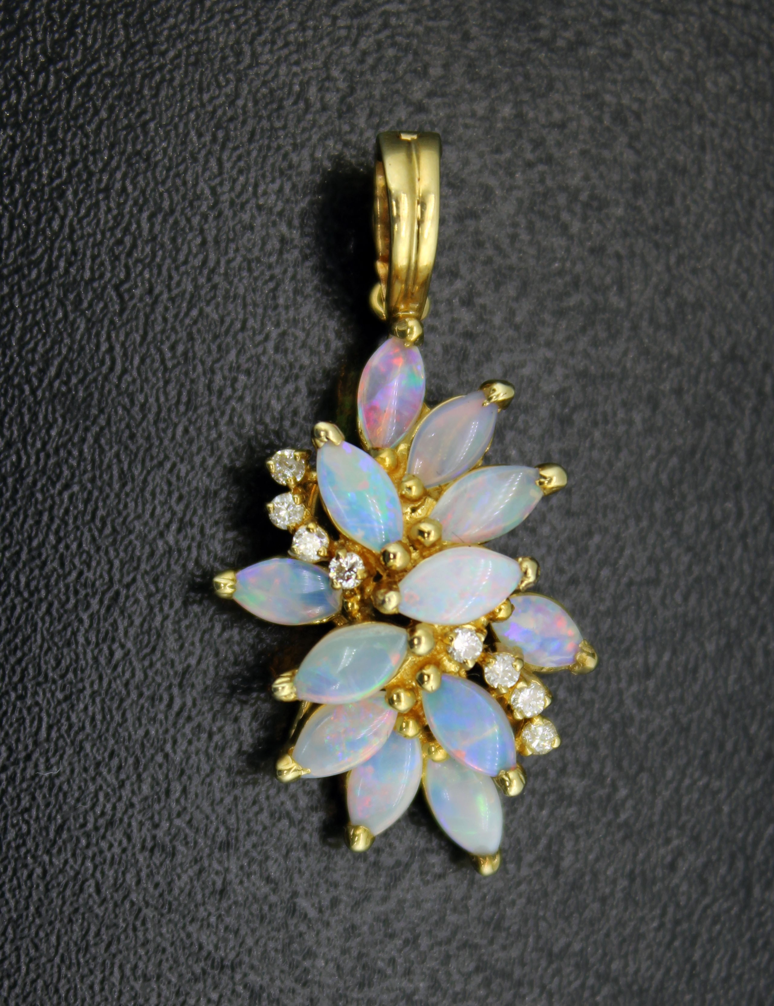Signed Bellarri 14k Yellow Gold Opal Diamond Enhancer Pendant | Coin ...