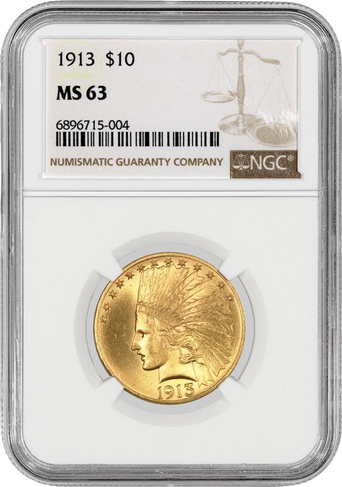 1913 $10 Indian Head Gold Eagle NGC MS63 Brilliant Uncirculated Coin | Coin Exchange NY