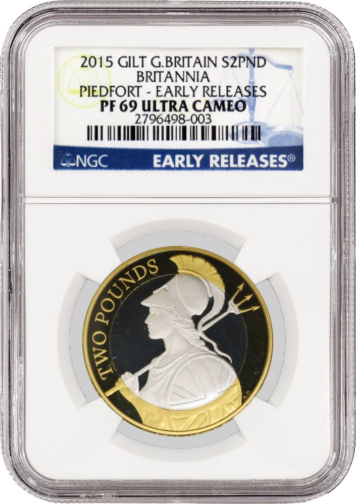 2015 £2 Great Britain Silver Britannia Piedfort Gilt Proof NGC PF69 UC ...