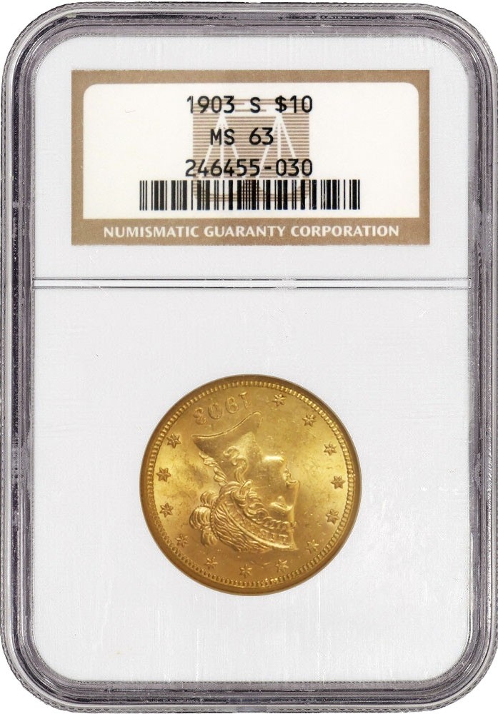 1903 S $10 Liberty Head Eagle Gold NGC MS63 Uncirculated Coin | Coin Exchange NY