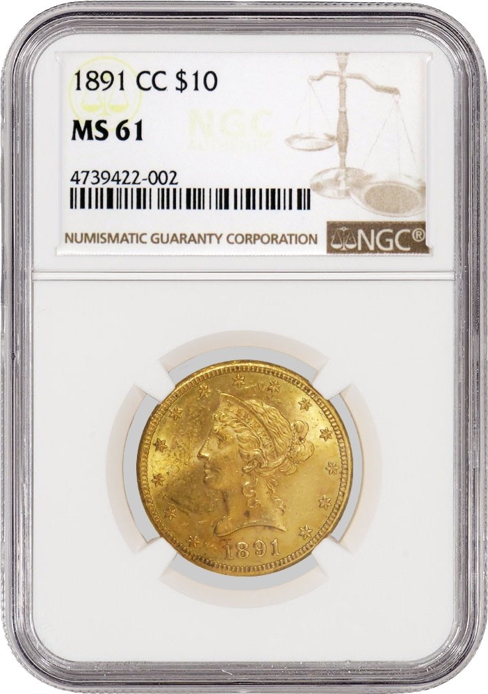 1891 CC CC/CC $10 Liberty Head Eagle Gold B-7035 FS-501 NGC MS61 | Coin Exchange NY