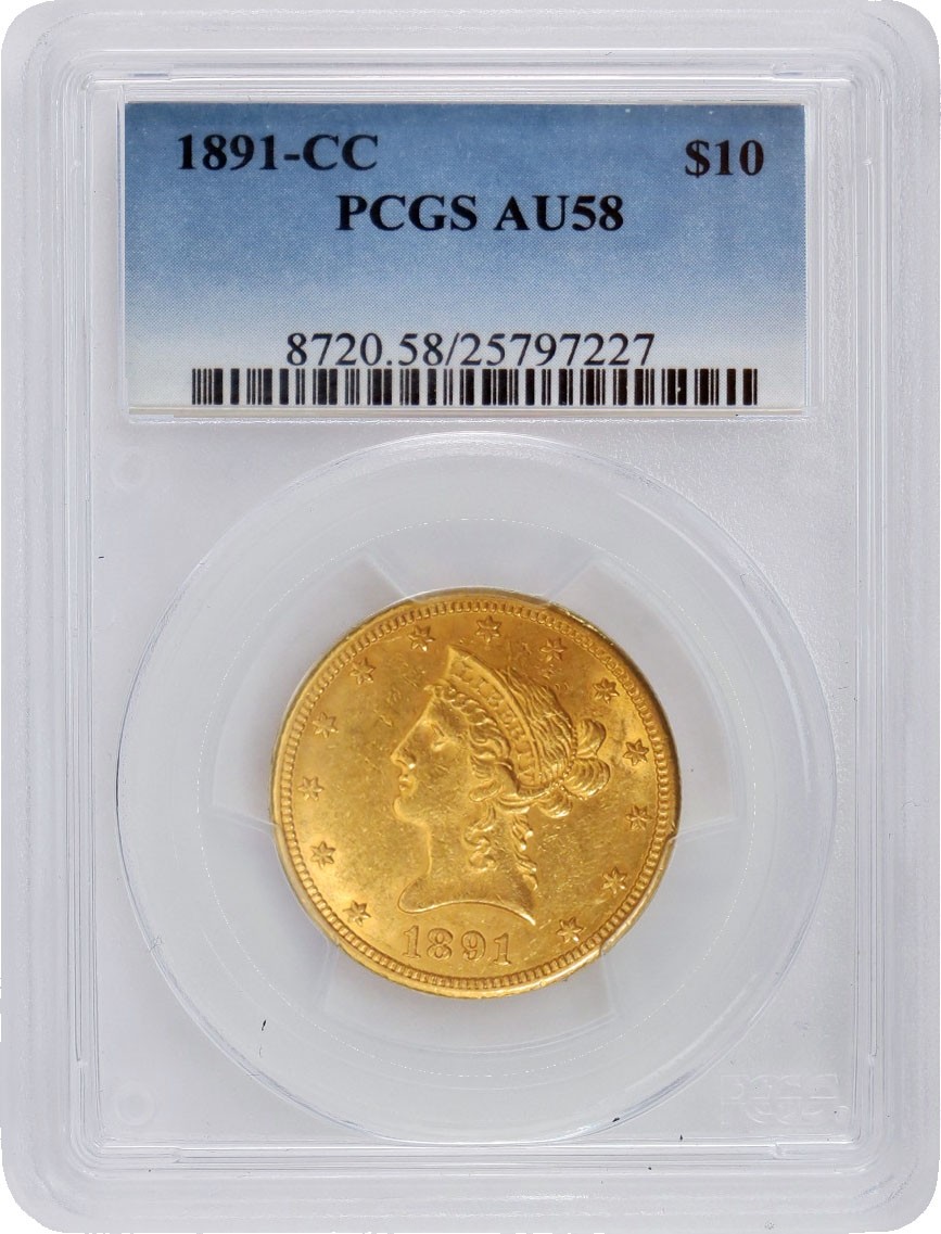 1891 CC $10 Liberty Head Eagle Gold PCGS AU58 | Coin Exchange NY