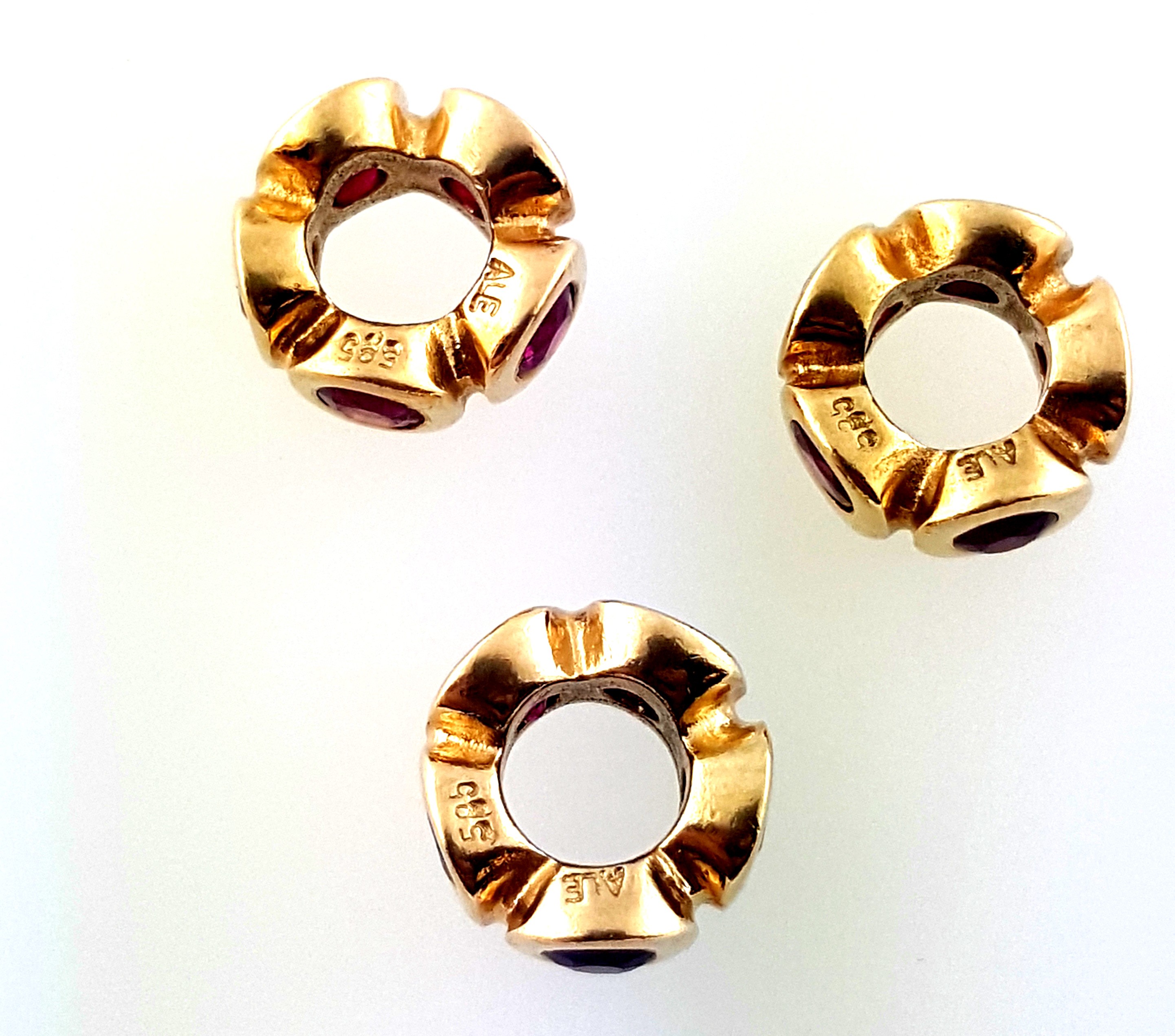 Pandora 14K 585 Gold Genuine Ruby Circle Lights Spacer Charm 100% ...