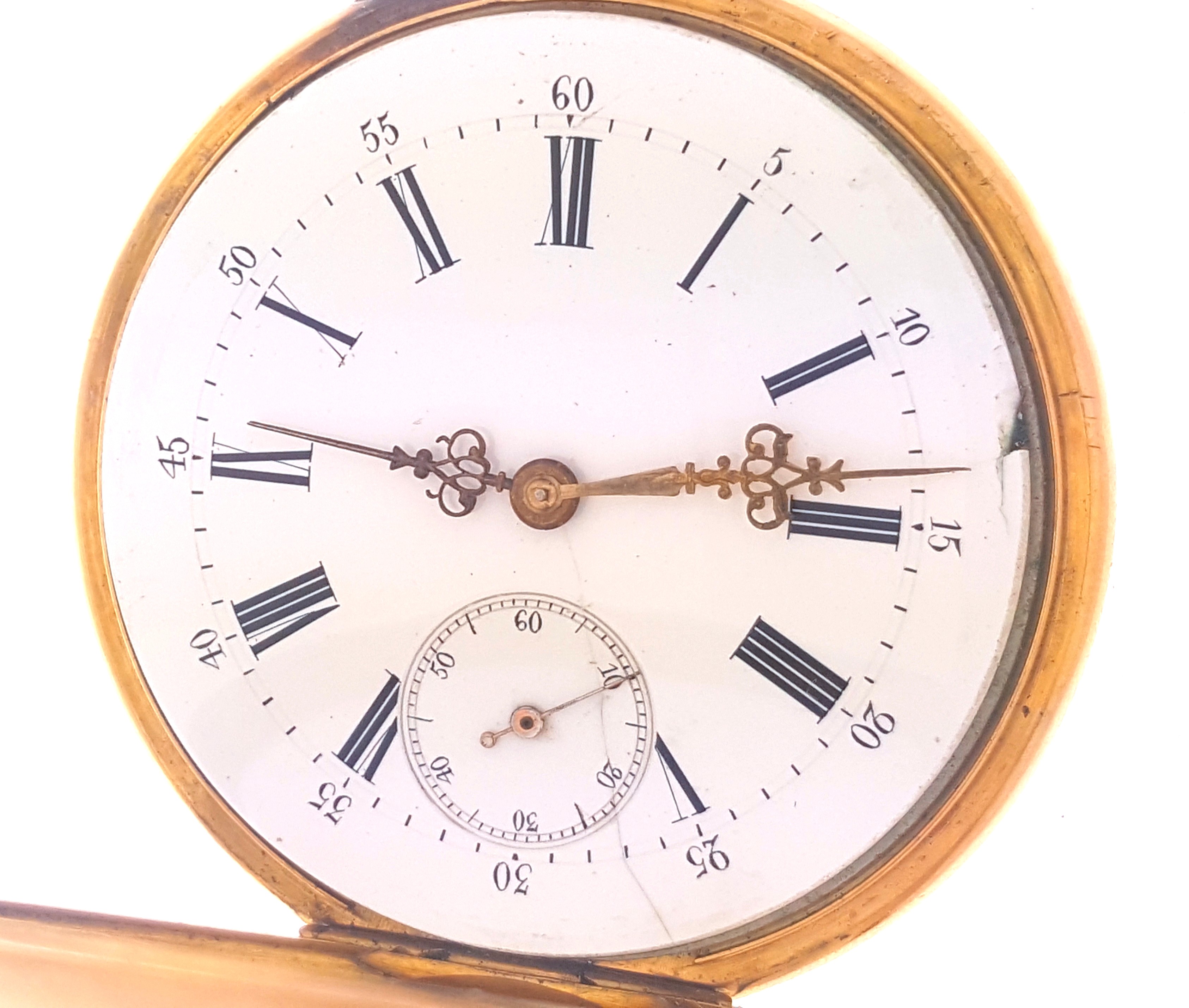 18k Gold Ancre Ligne Droite Remontoir 16 Breguet Chaton Pocket watch ...