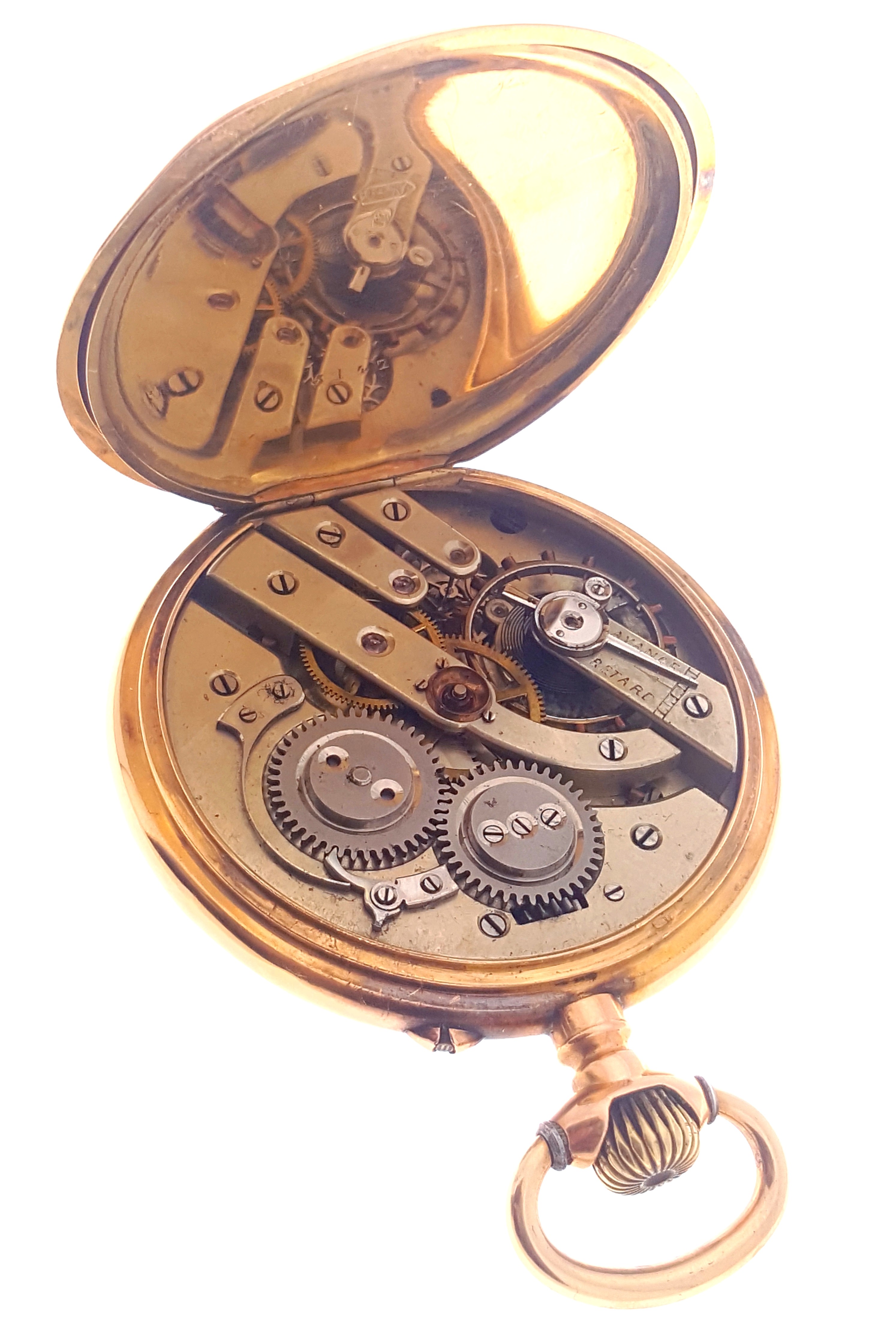 18k Gold Ancre Ligne Droite Remontoir 16 Breguet Chaton Pocket watch ...