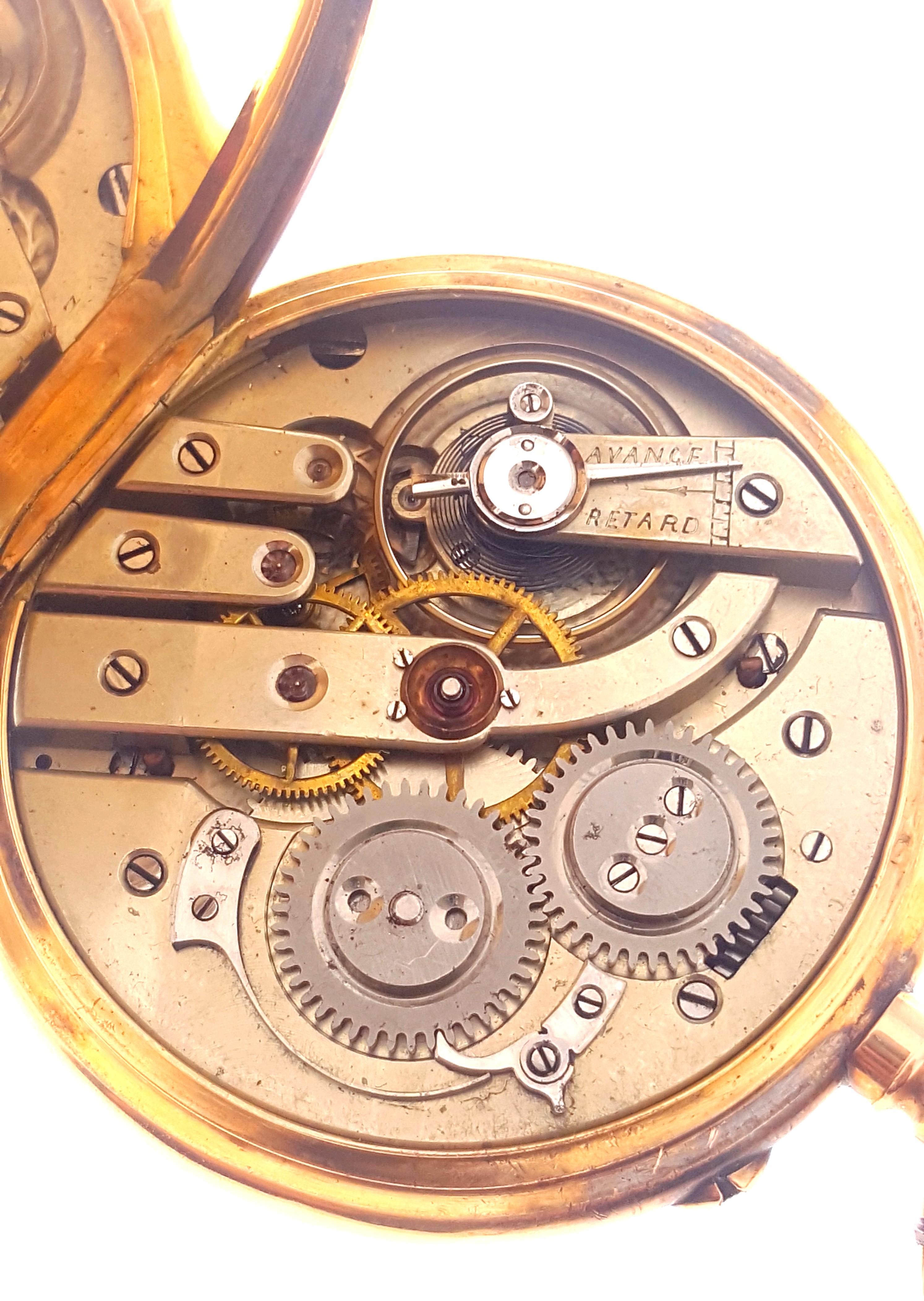 18k Gold Ancre Ligne Droite Remontoir 16 Breguet Chaton Pocket watch ...