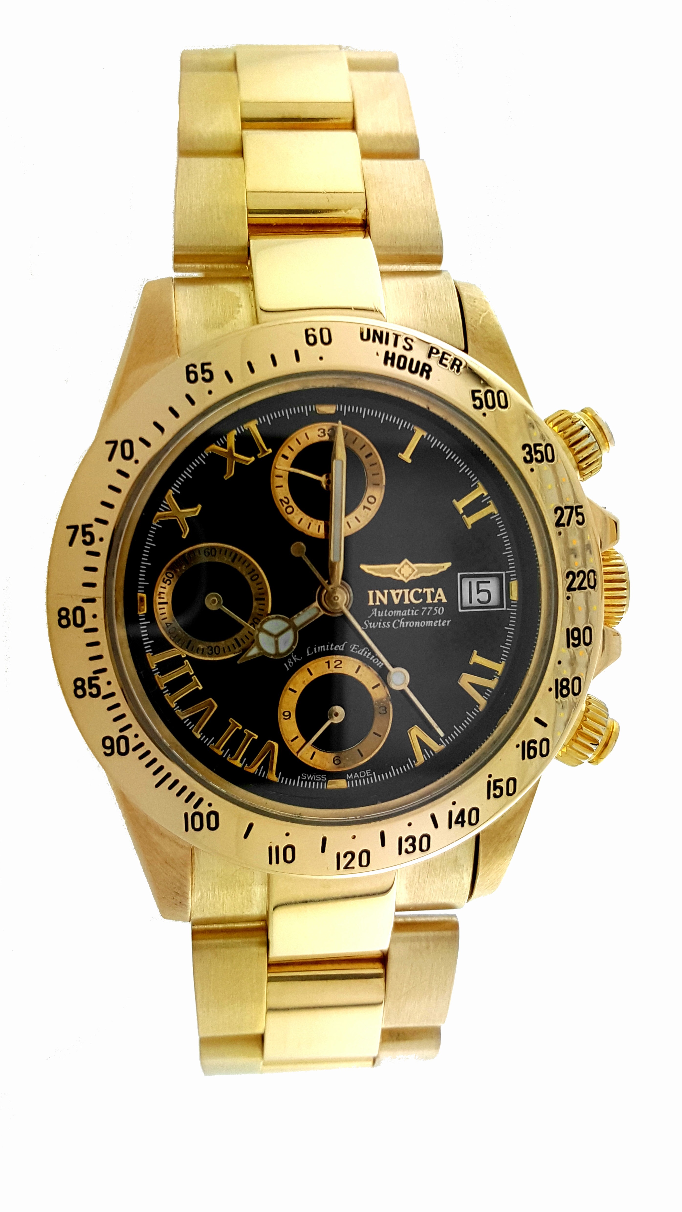 18k Solid Gold Invicta Limited edition 150 Automatic Chronograph Date ...