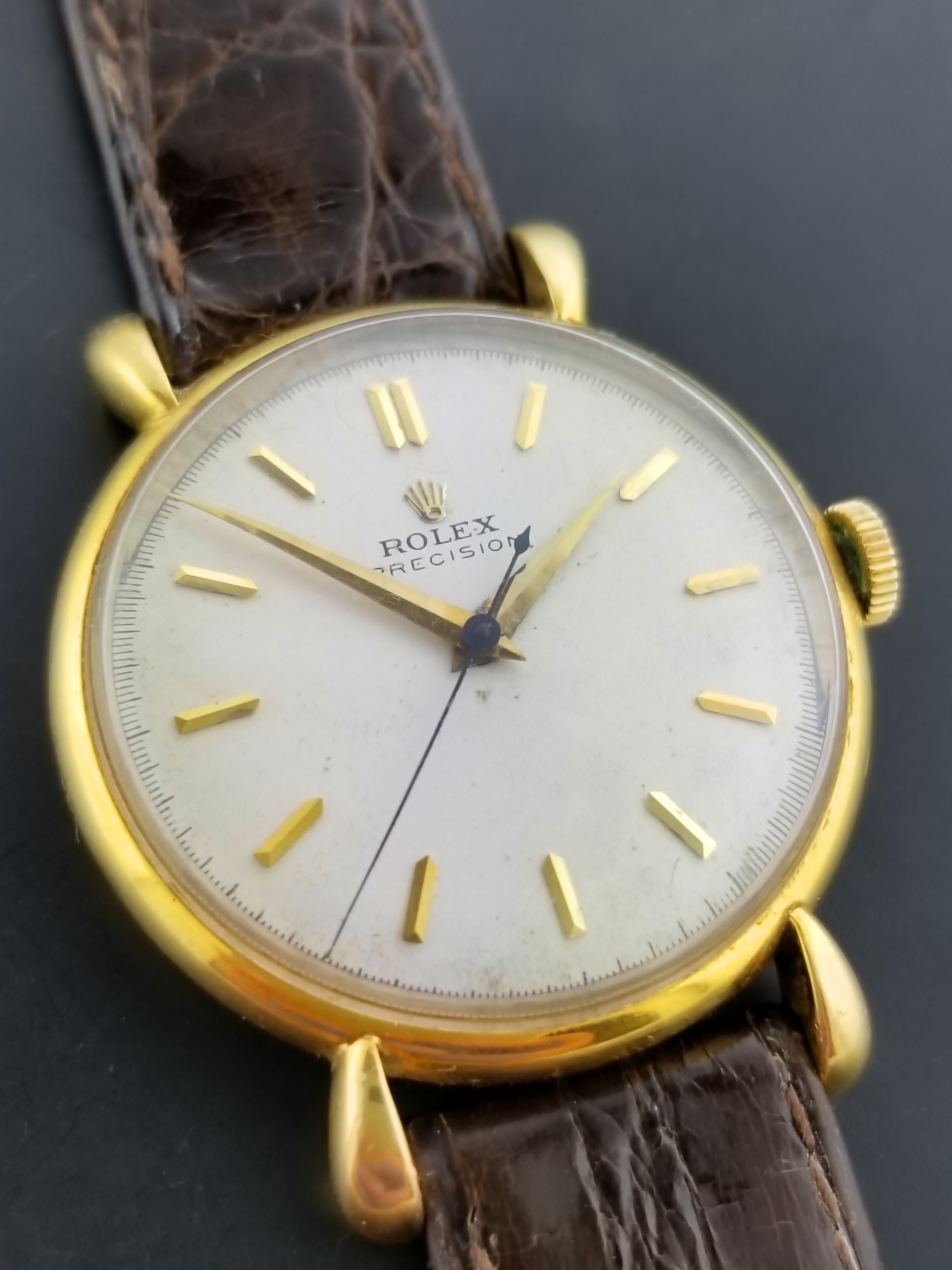 1940s Rolex Precision Ref 4411 Cal 710 34mm 18k Gold Teardrop Lugs ...