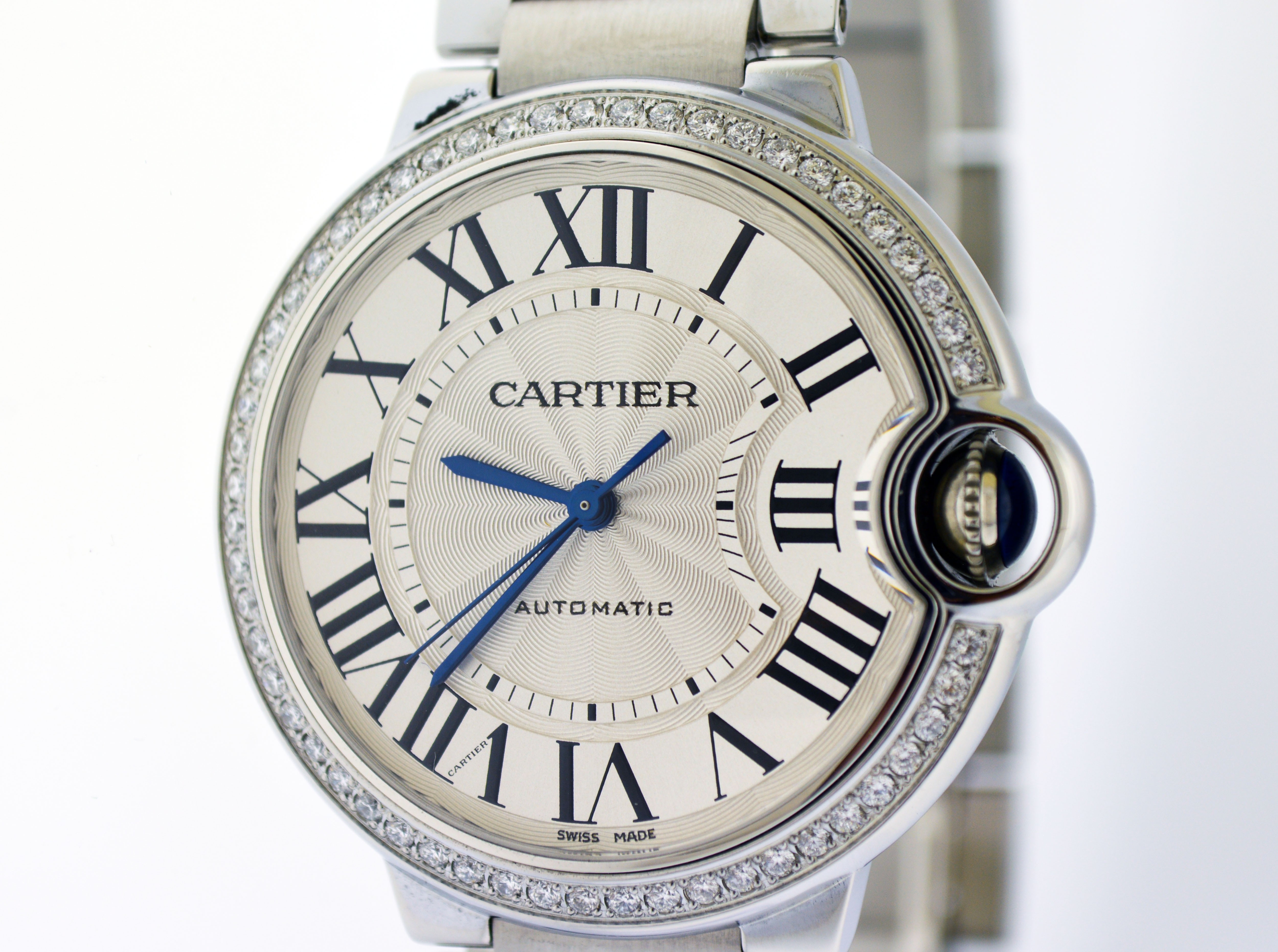 Cartier Ballon Bleu 36mm Stainless Steel .79tcw Diamond Automatic Watch ...