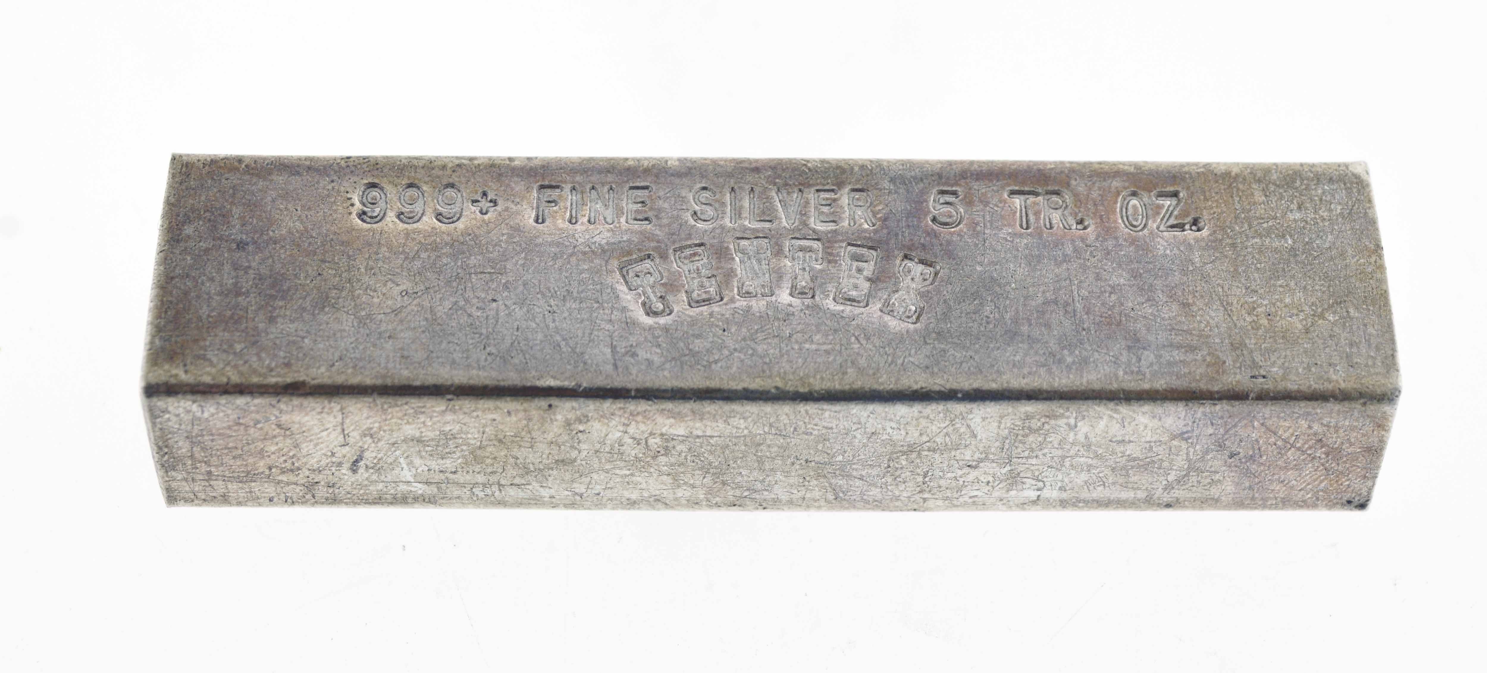 Vintage TENTEX Sunshine Mint 5 oz .999+ Fine Silver Kit Kat Bar Ingot ...