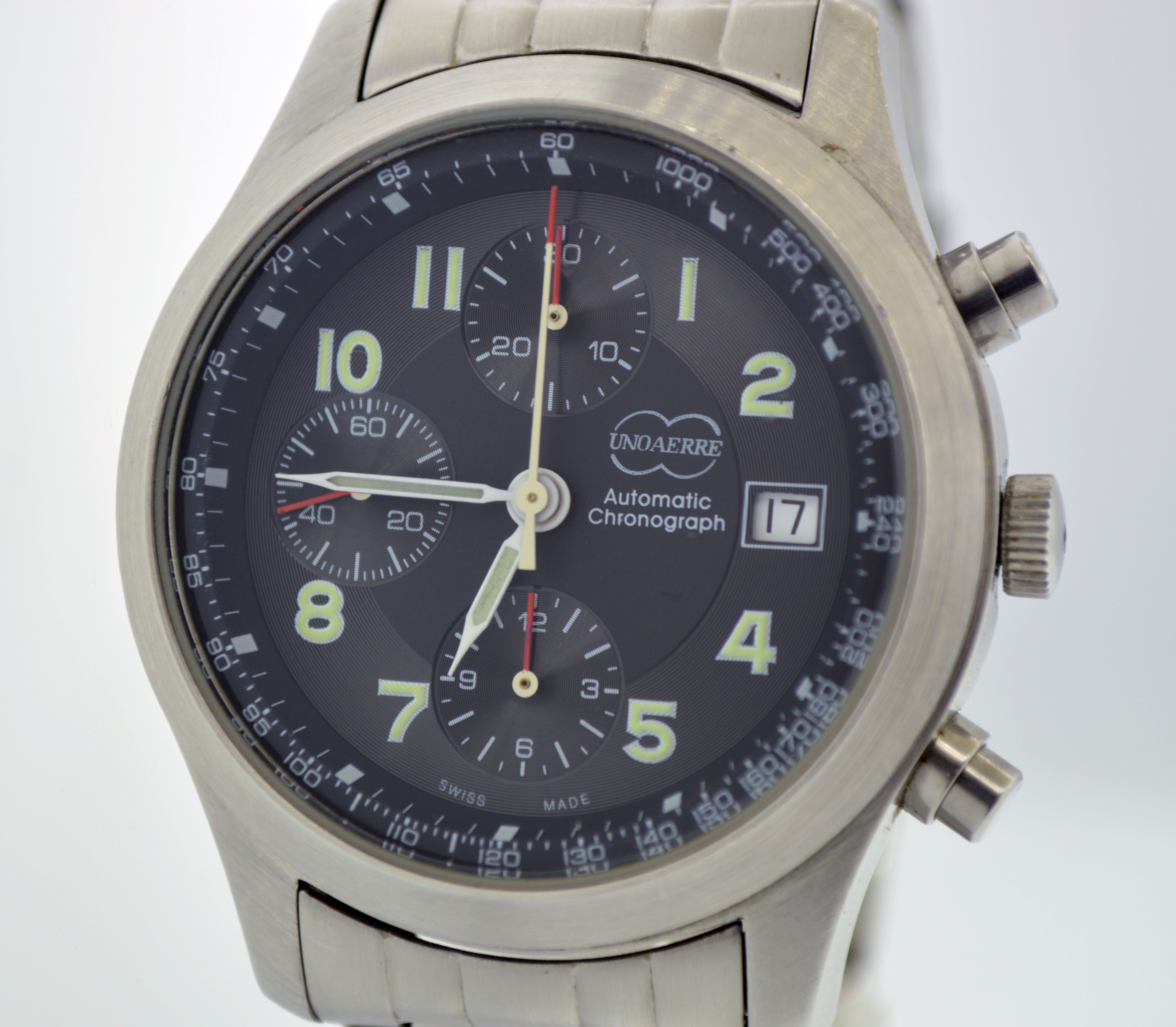 Vintage Unoaerre Chronograph ETA Valjoux 7750 39.5mm Steel Automatic ...