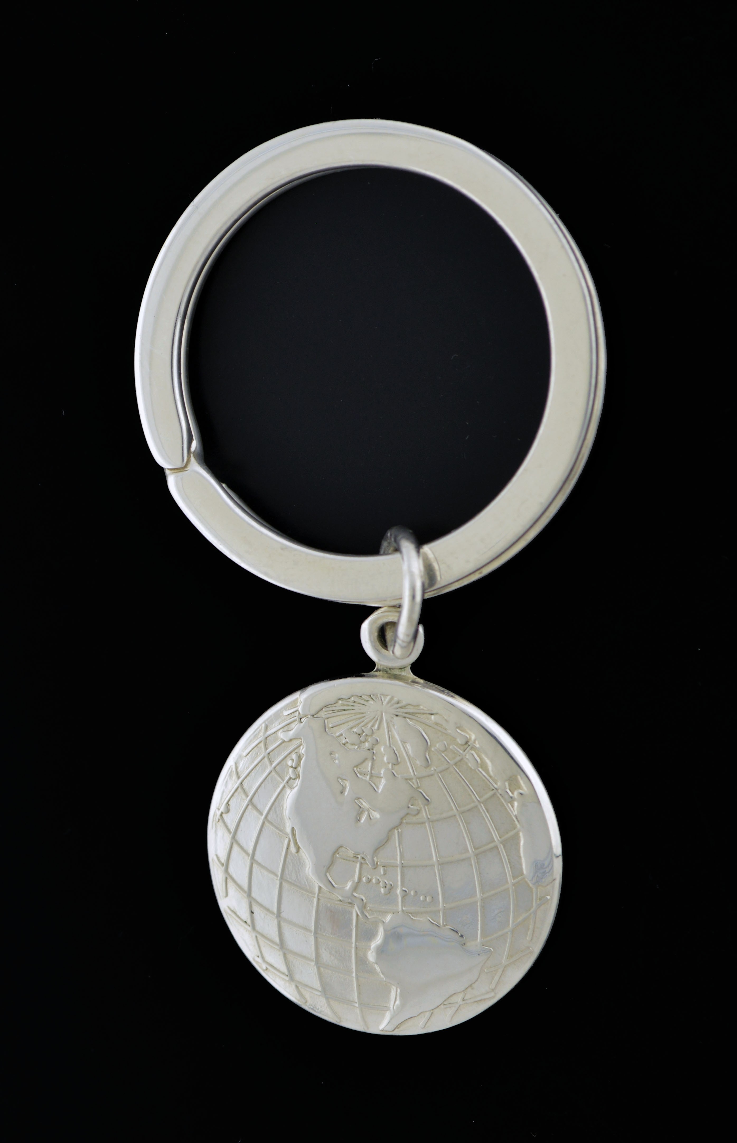 Vintage 2000 Tiffany & Co Sterling Silver Round Globe Tag Key Ring Box ...