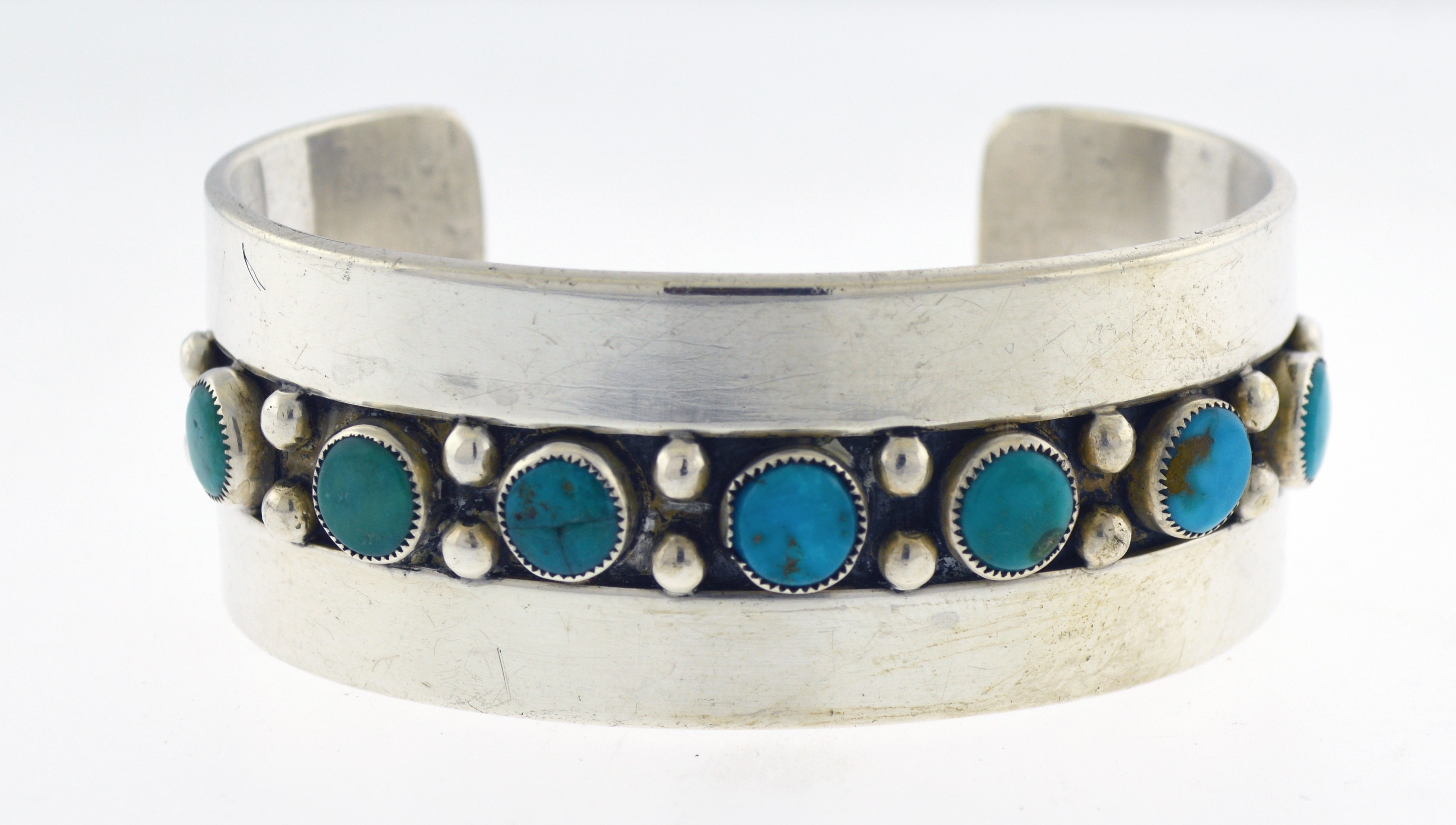 Vintage Signed Thomas Singer Navajo Sterling Silver Turquoise Cuff ...