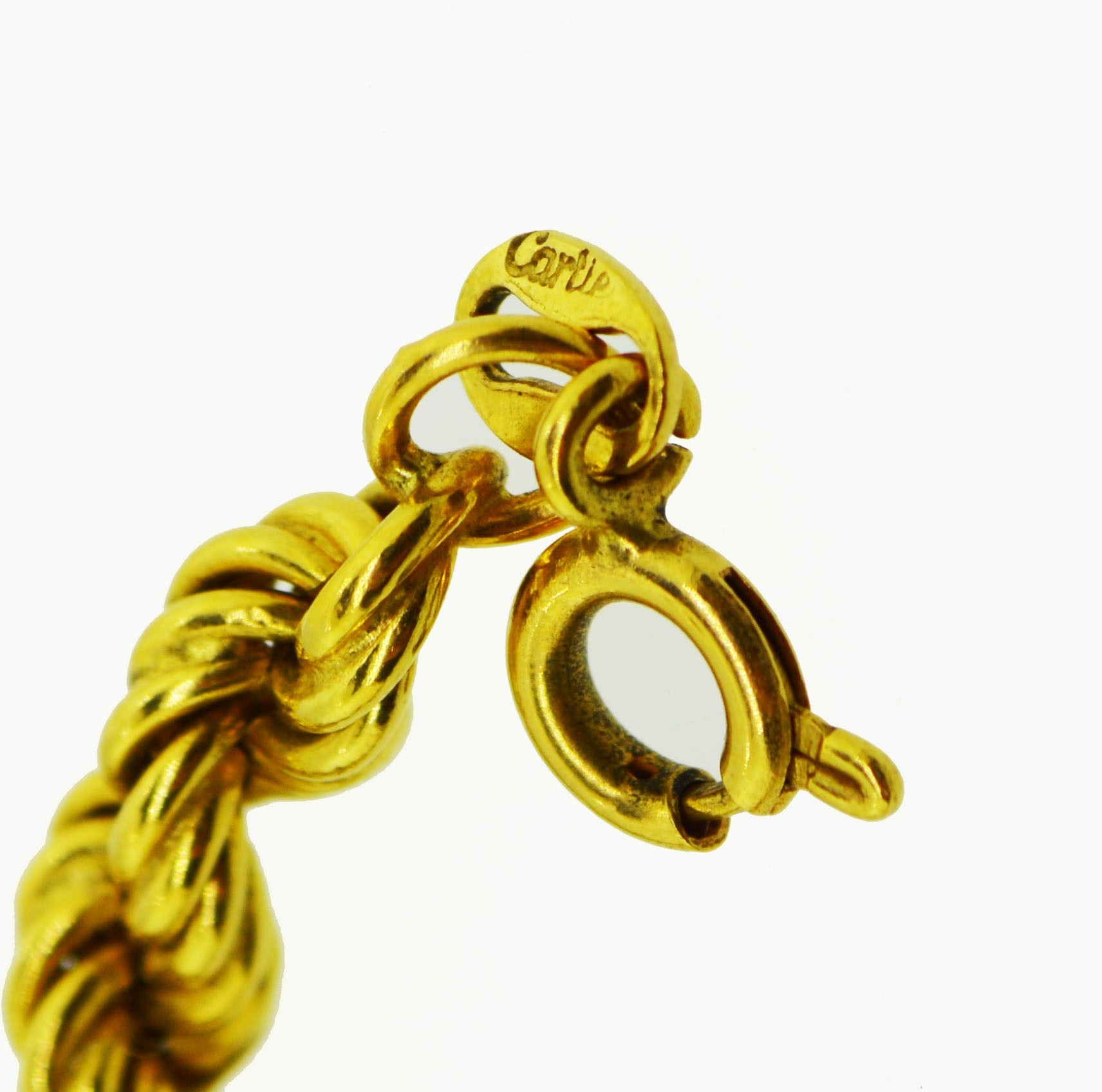 Vintage Cartier 18k Yellow Gold Malachite Amulet Pendant Rope Chain ...