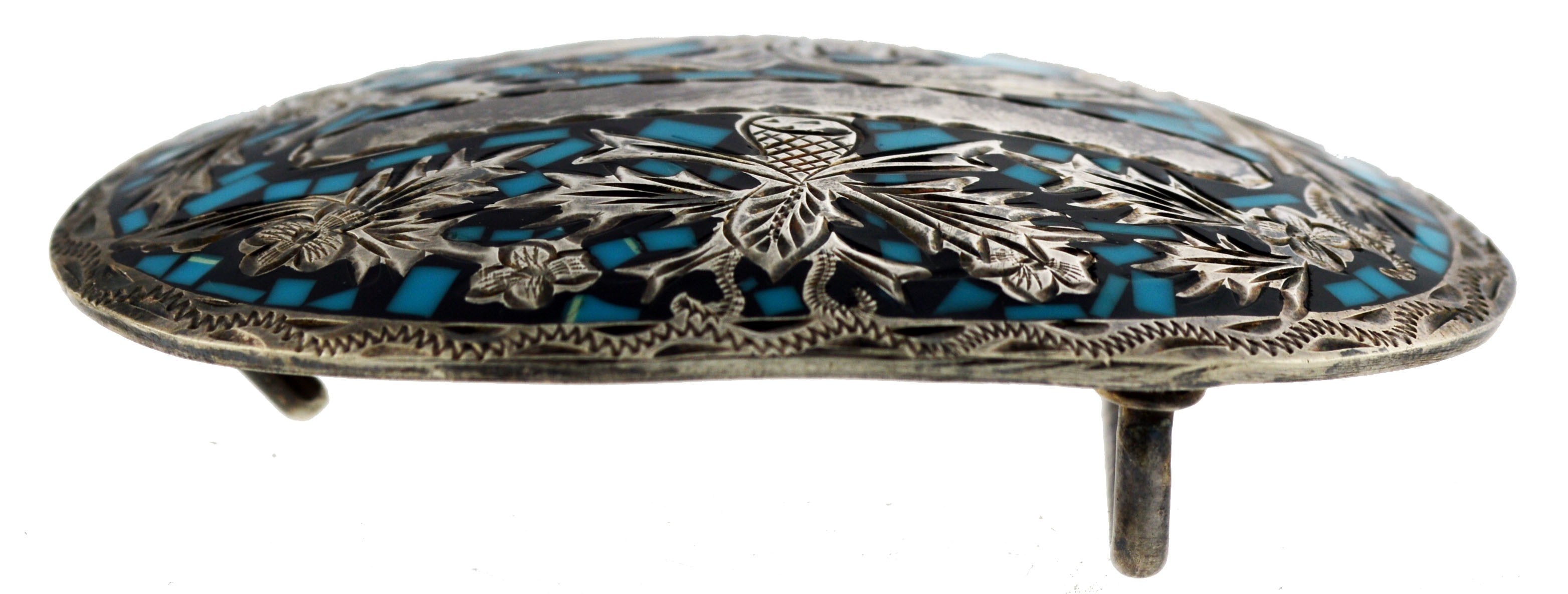 Vintage Mexico 925 Sterling Silver Inlaid Turquoise Black Enamel Belt ...