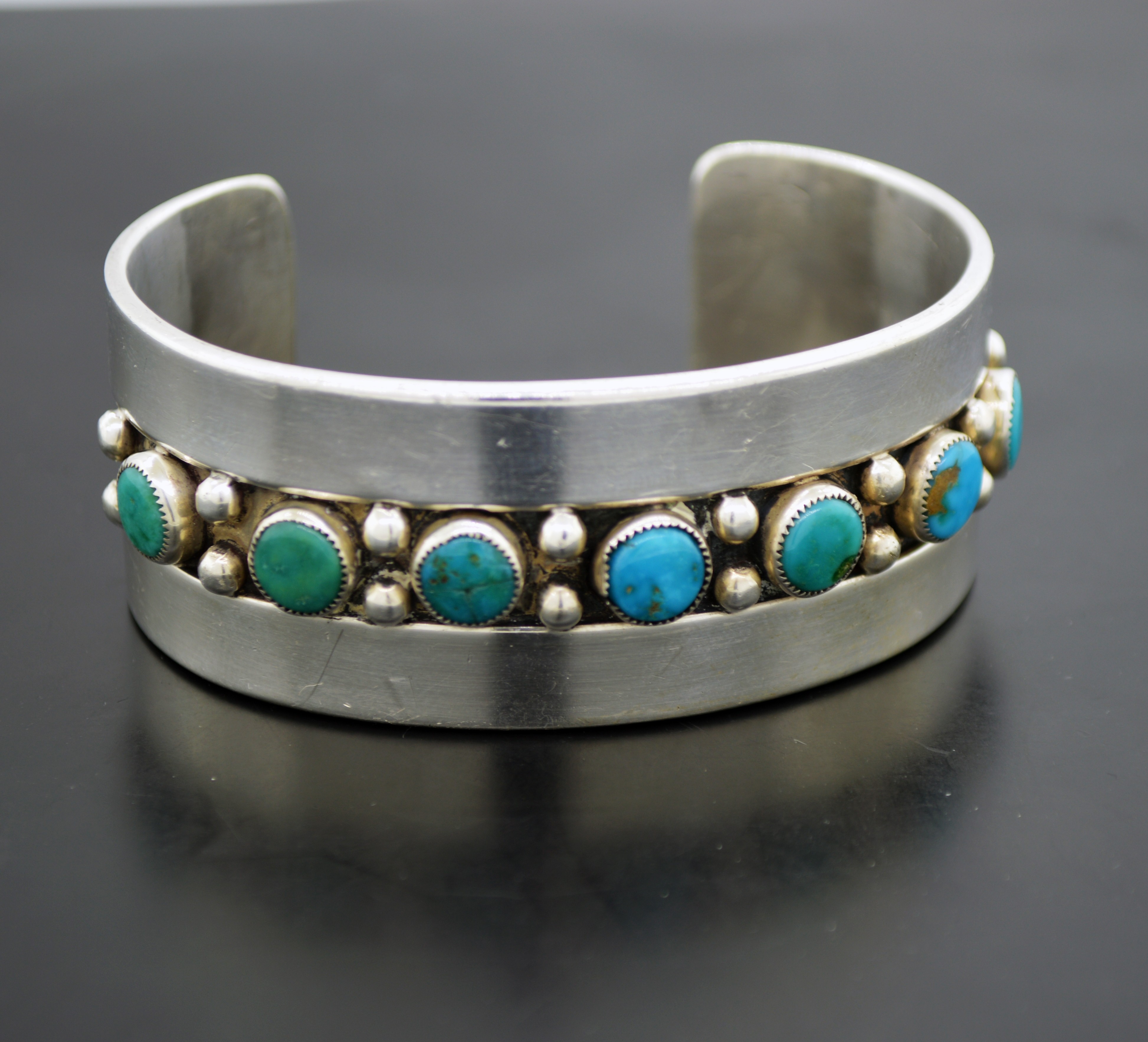 Vintage Signed Thomas Singer Navajo Sterling Silver Turquoise Cuff ...