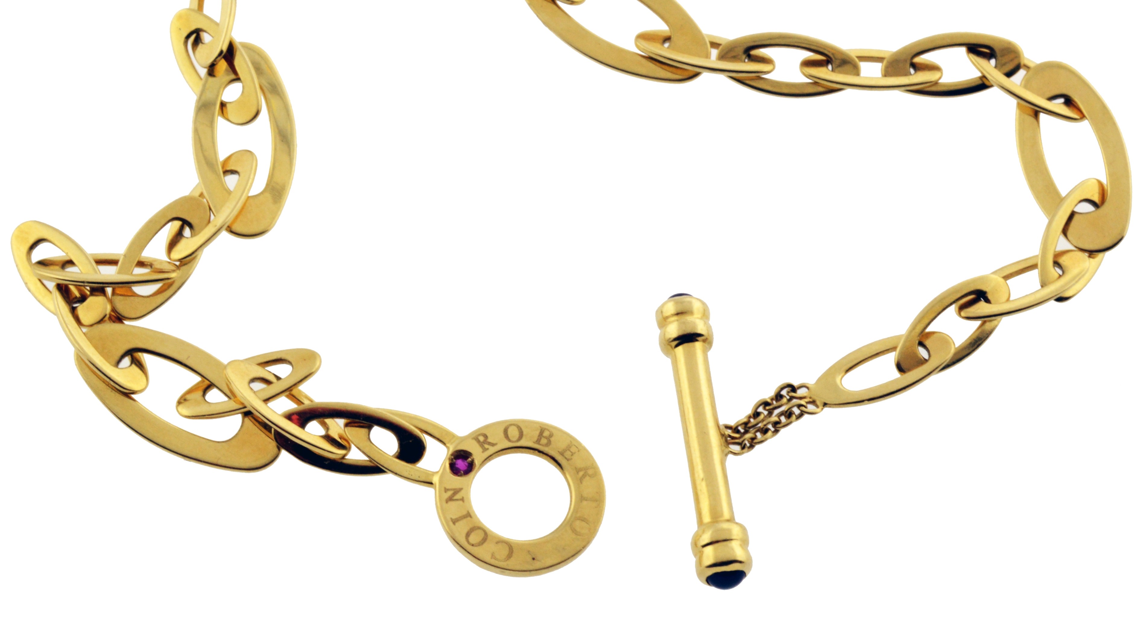Roberto Coin Chic & Shine 18k Gold Flat Link Ruby Sapphire Toggle ...