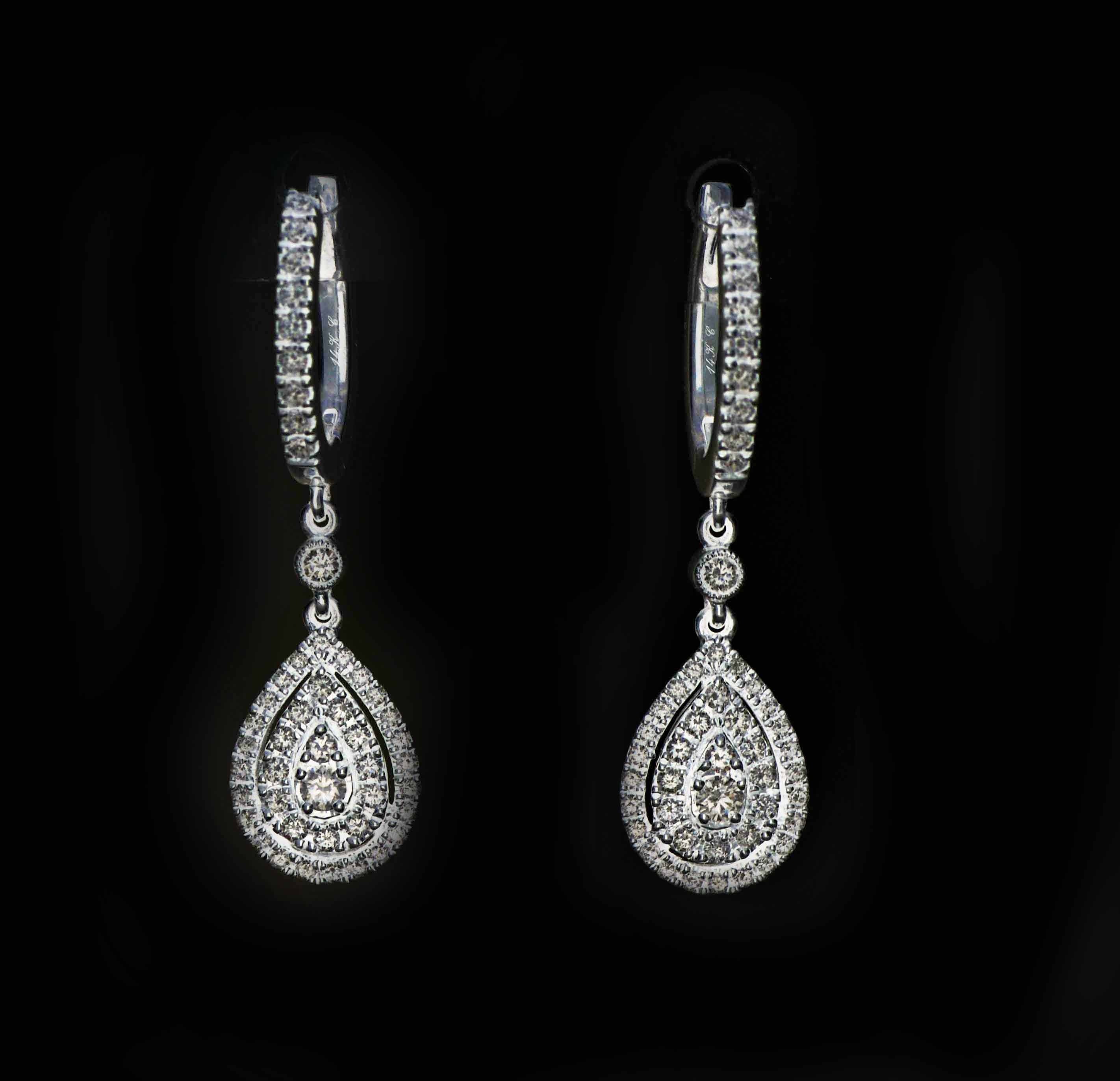 Neil Lane Designs Collection 14k White Gold .75 tcw Pave Diamond Dangle ...