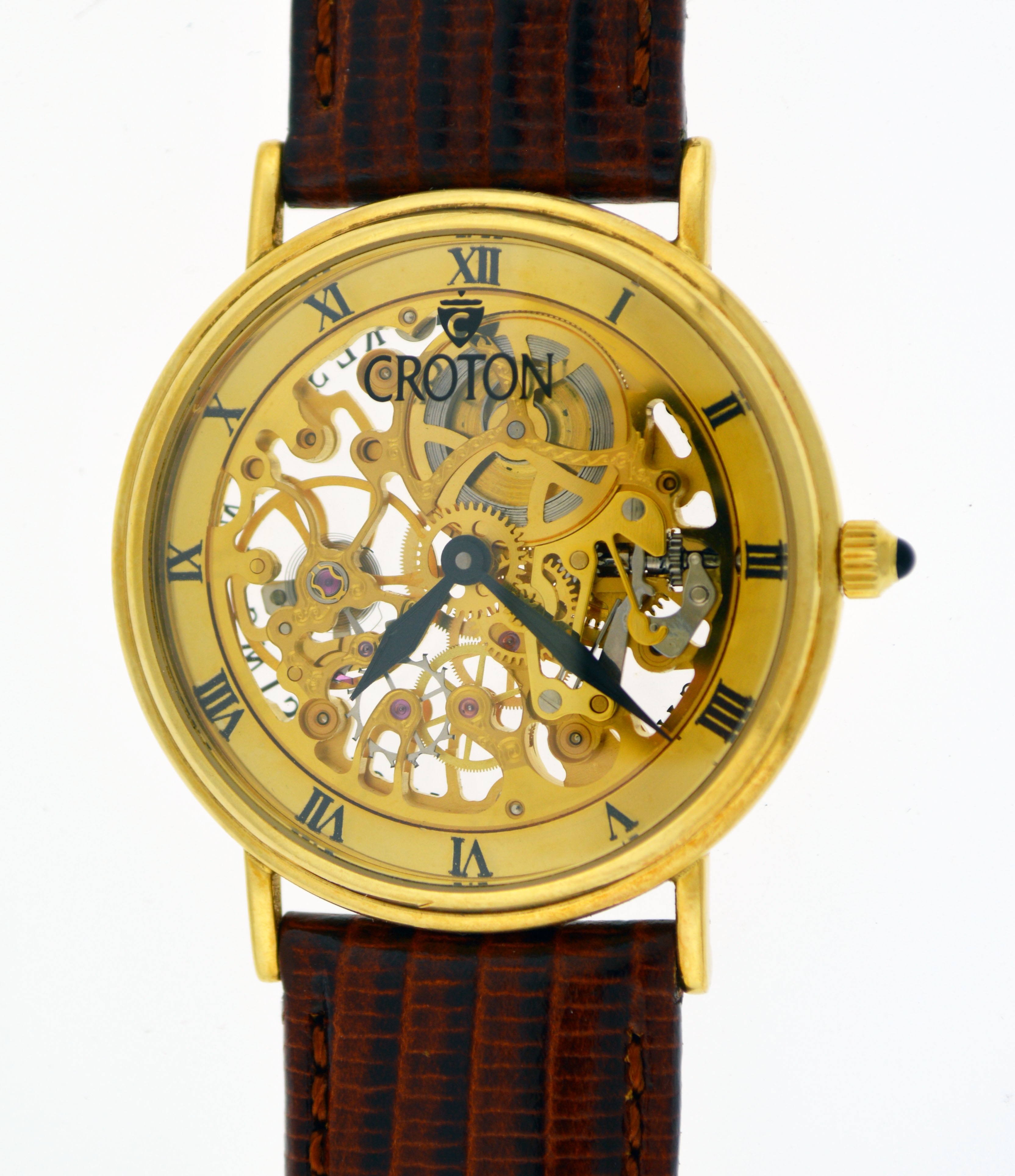 Vintage Croton 18k Yellow Gold Skeleton 17 Jewel Mechanical Watch WORKS ...