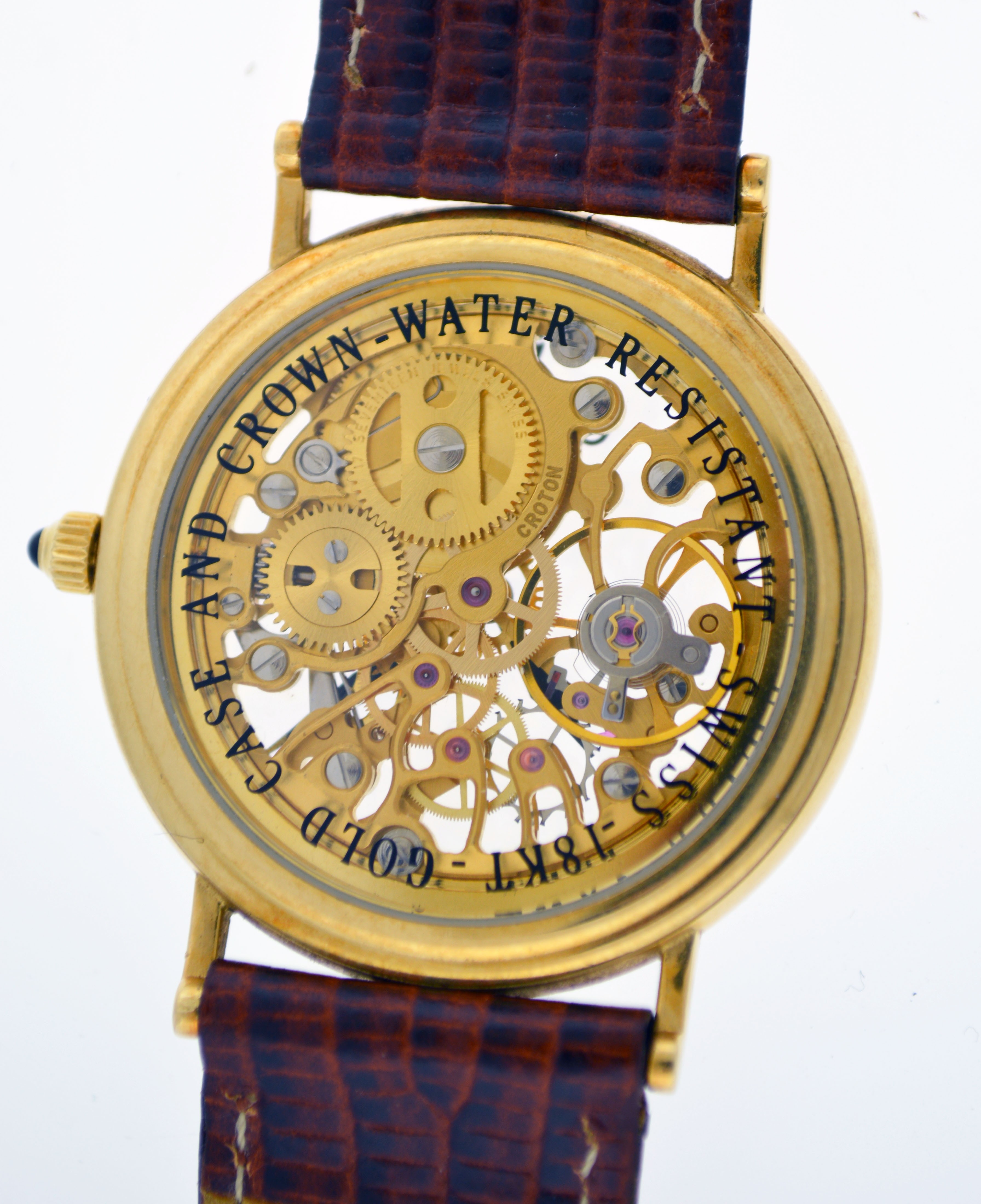 Vintage Croton 18k Yellow Gold Skeleton 17 Jewel Mechanical Watch WORKS ...