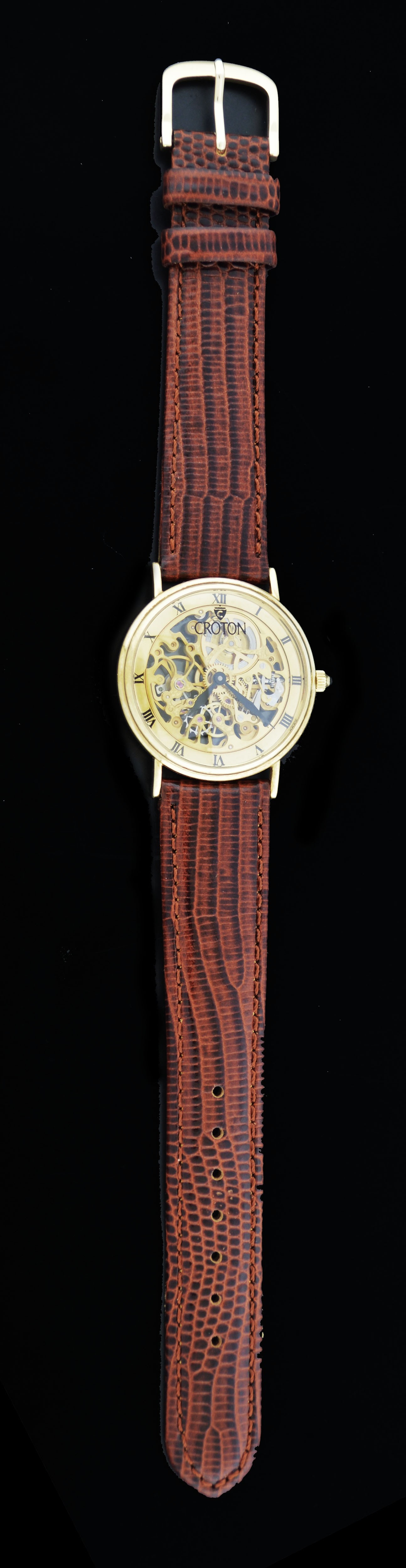 Vintage Croton 18k Yellow Gold Skeleton 17 Jewel Mechanical Watch WORKS ...