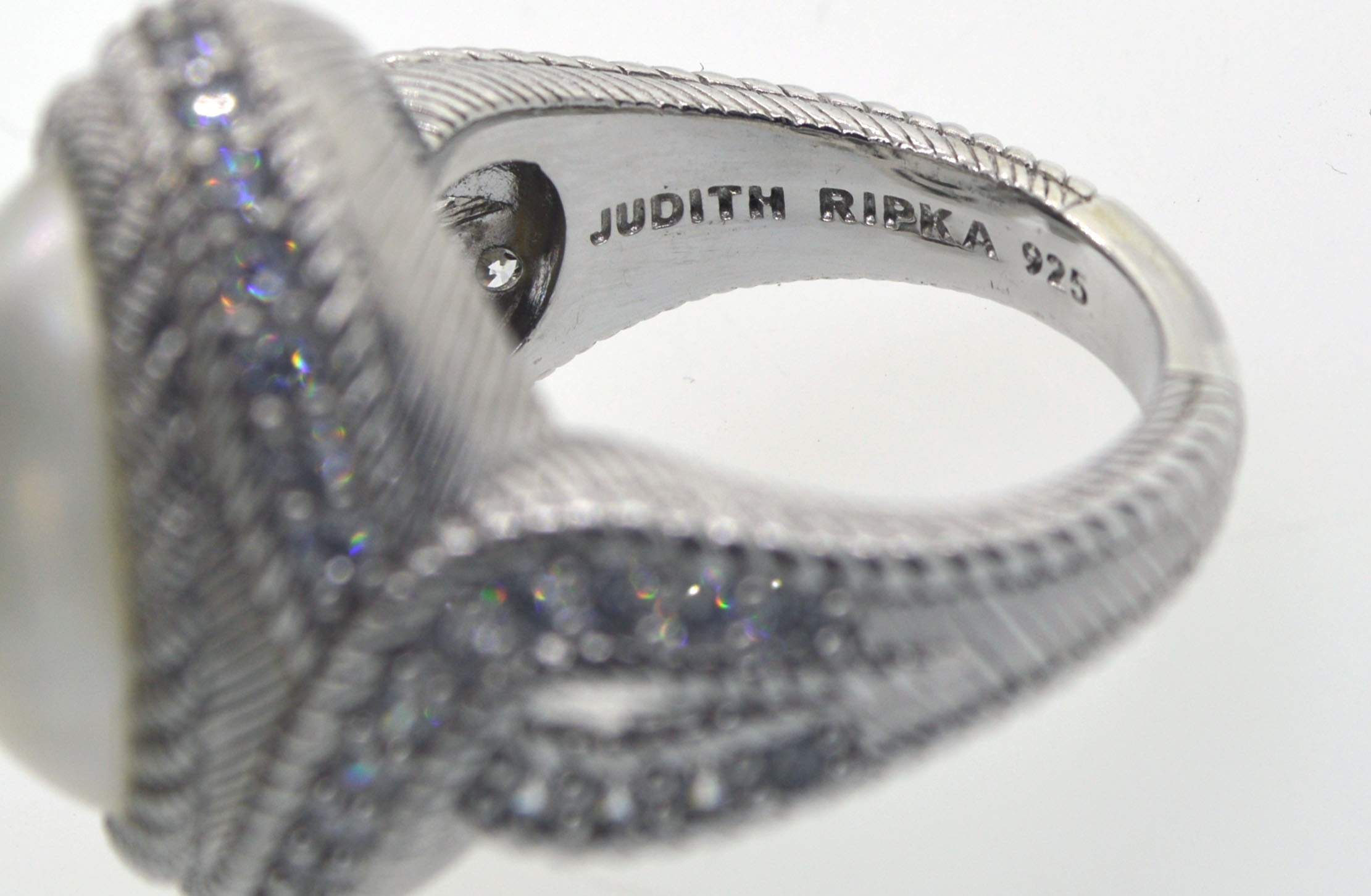 Judith Ripka Sterling Silver Cultured Mabe Pearl Diamonique Oval Ring ...