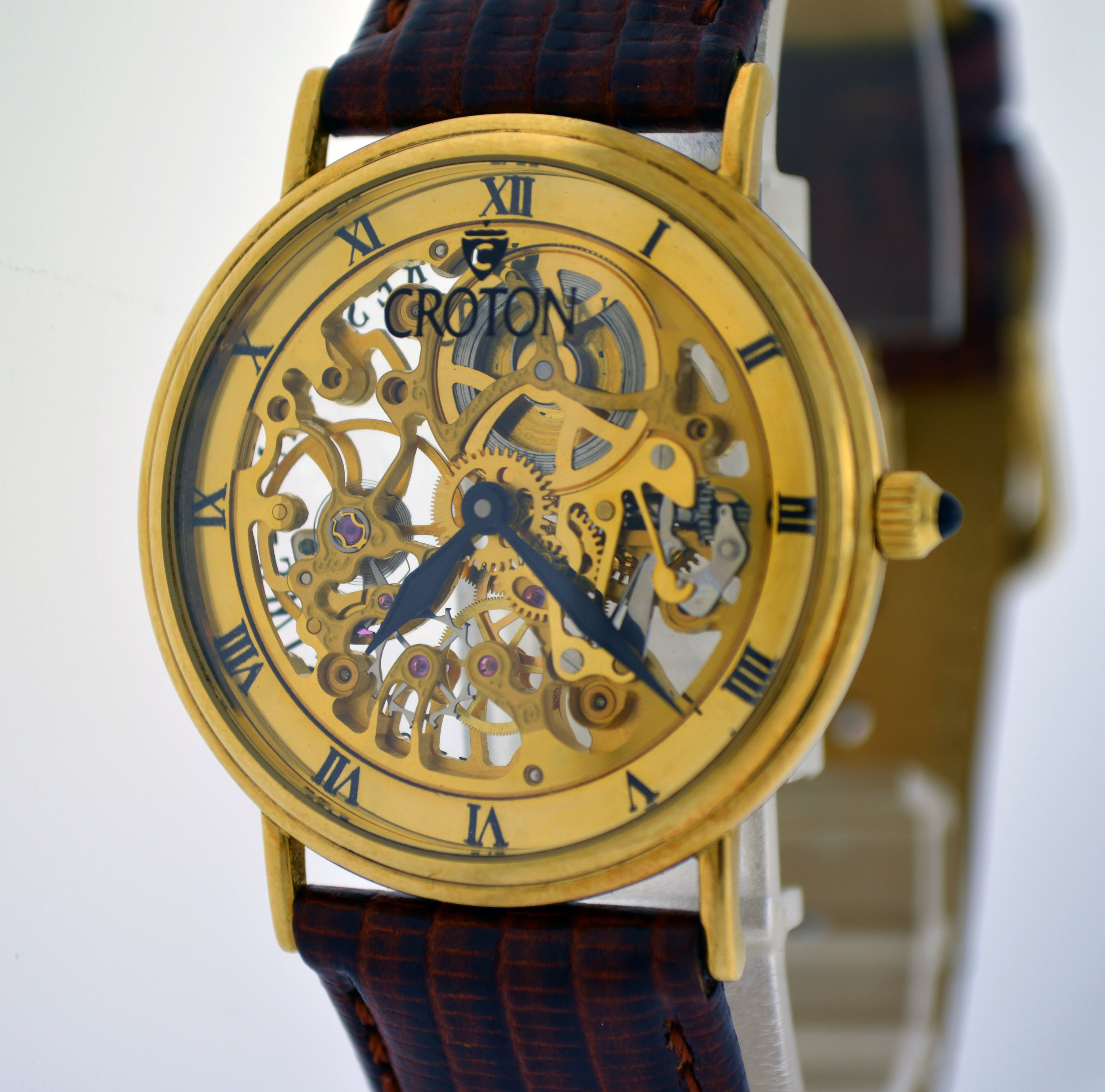 Vintage Croton 18k Yellow Gold Skeleton 17 Jewel Mechanical Watch WORKS ...