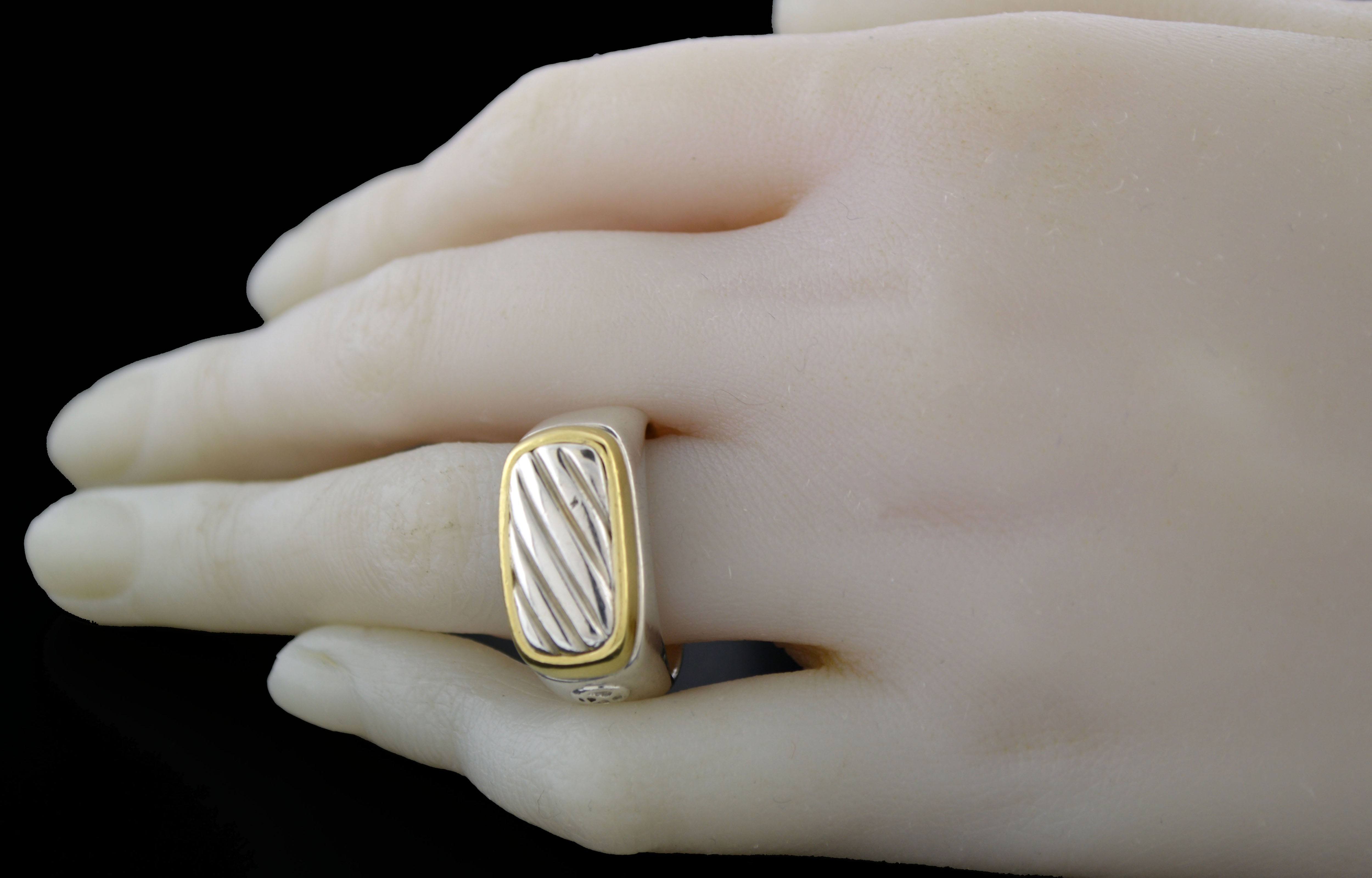Vintage David Yurman Thoroughbred 18k Yellow Gold Sterling Silver Ring ...