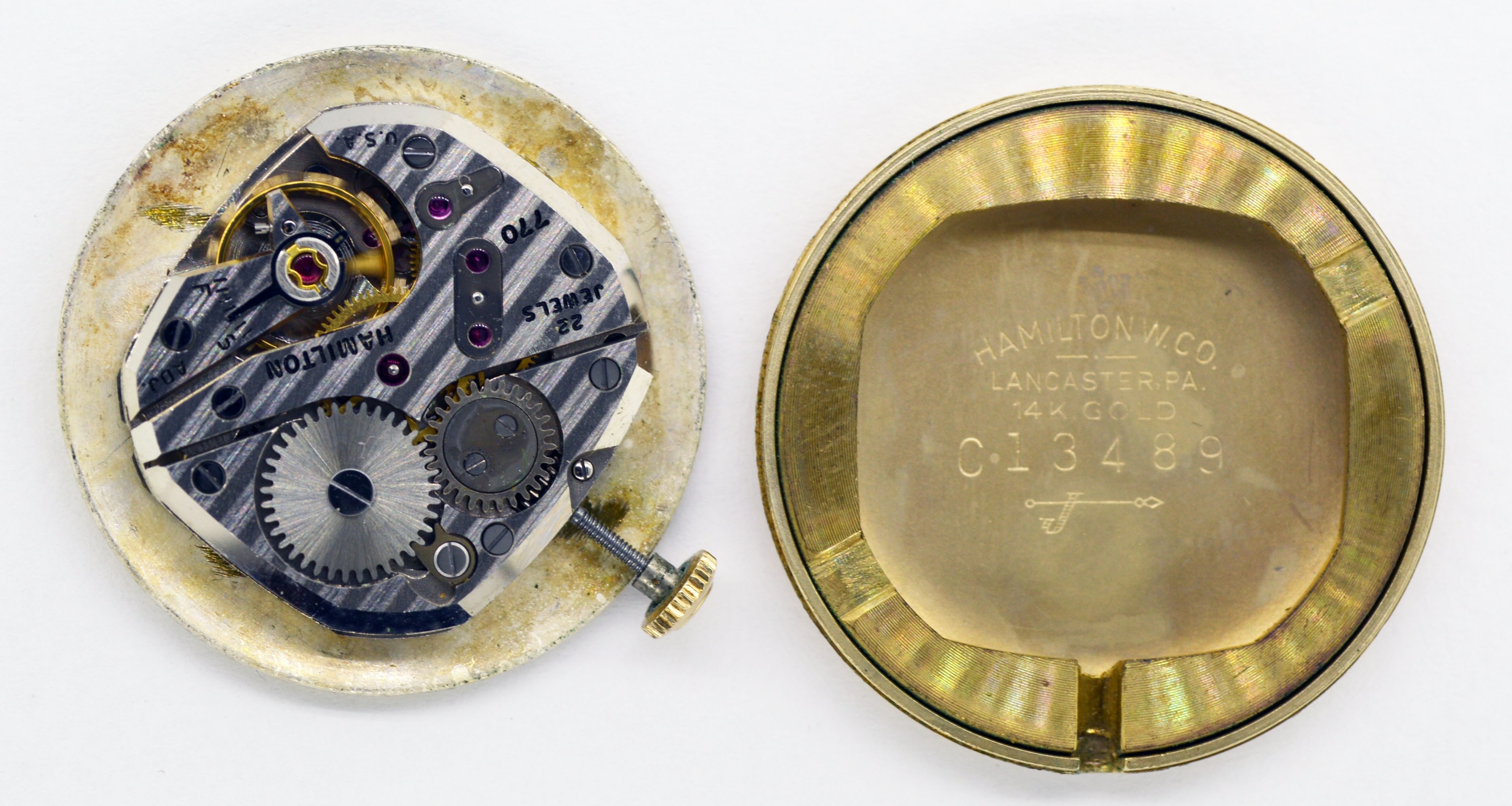Vintage Hamilton Cal 770 14k Yellow Gold 32mm 22 Jewel Incabloc ...