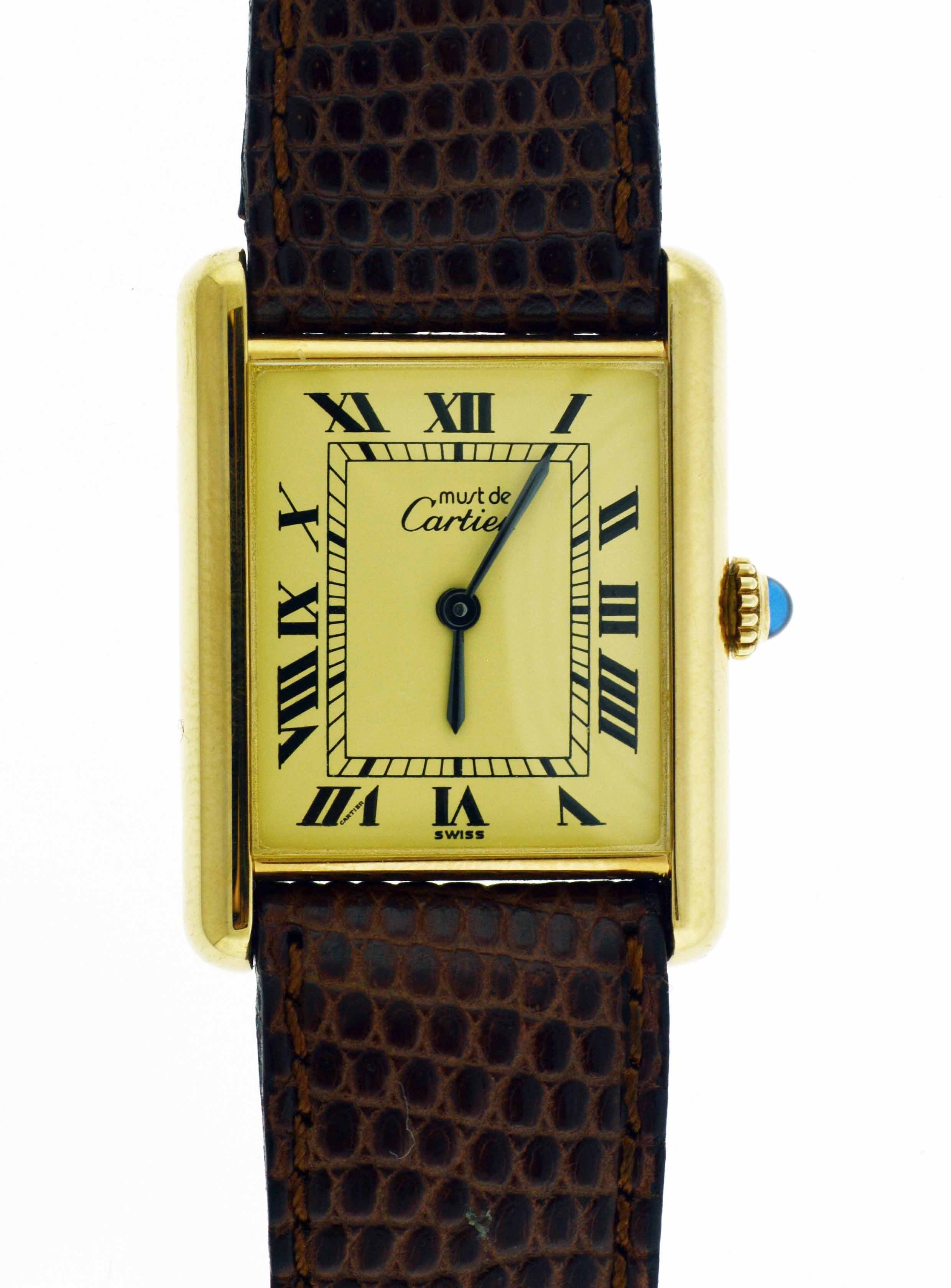 Vintage Must de Cartier Tank G20M 23mm Sterling Silver Vermeil ...
