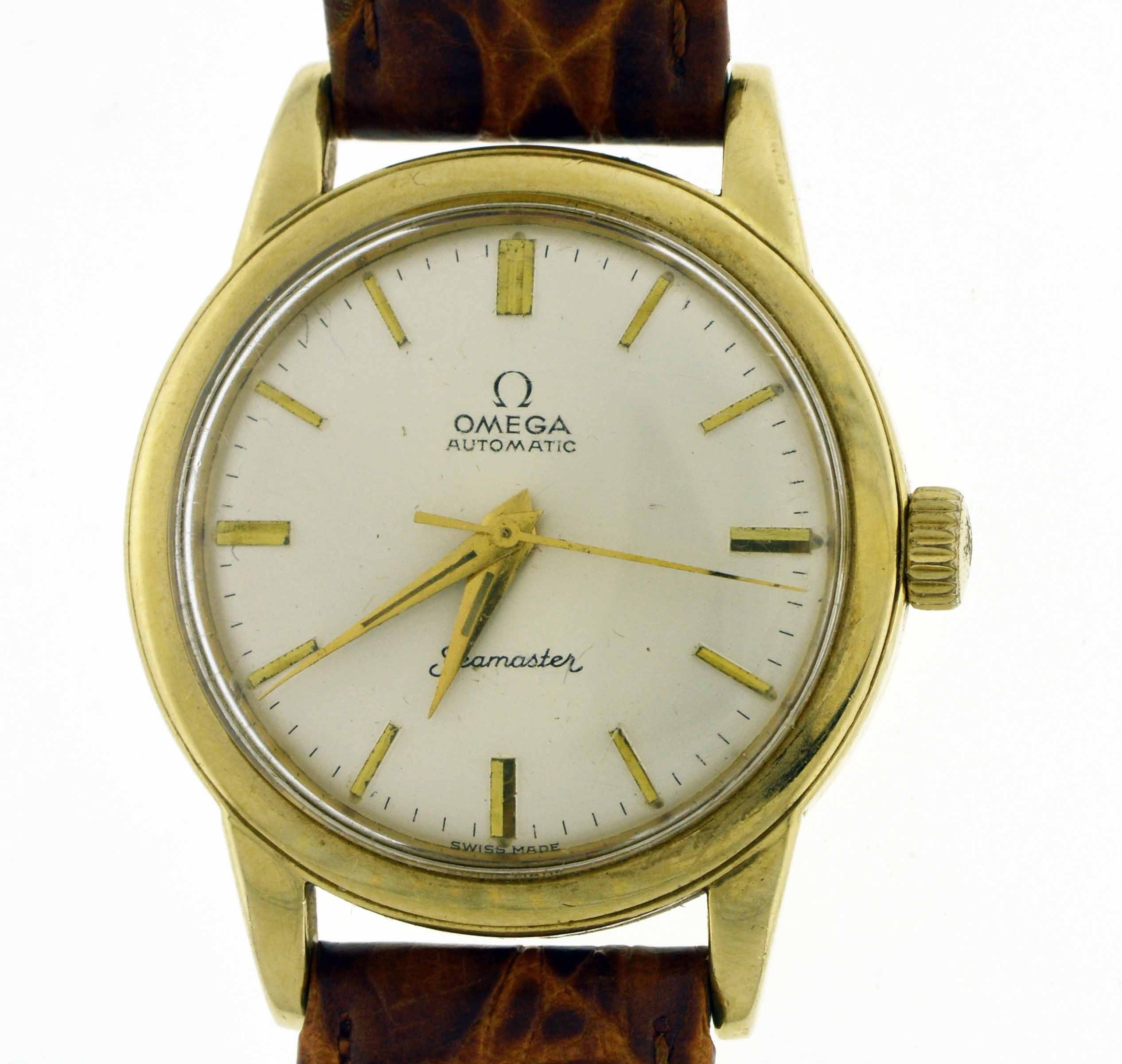 Vintage 1958 Omega Seamaster Cal 501 34mm 14k Gold 20 Jewel Automatic ...