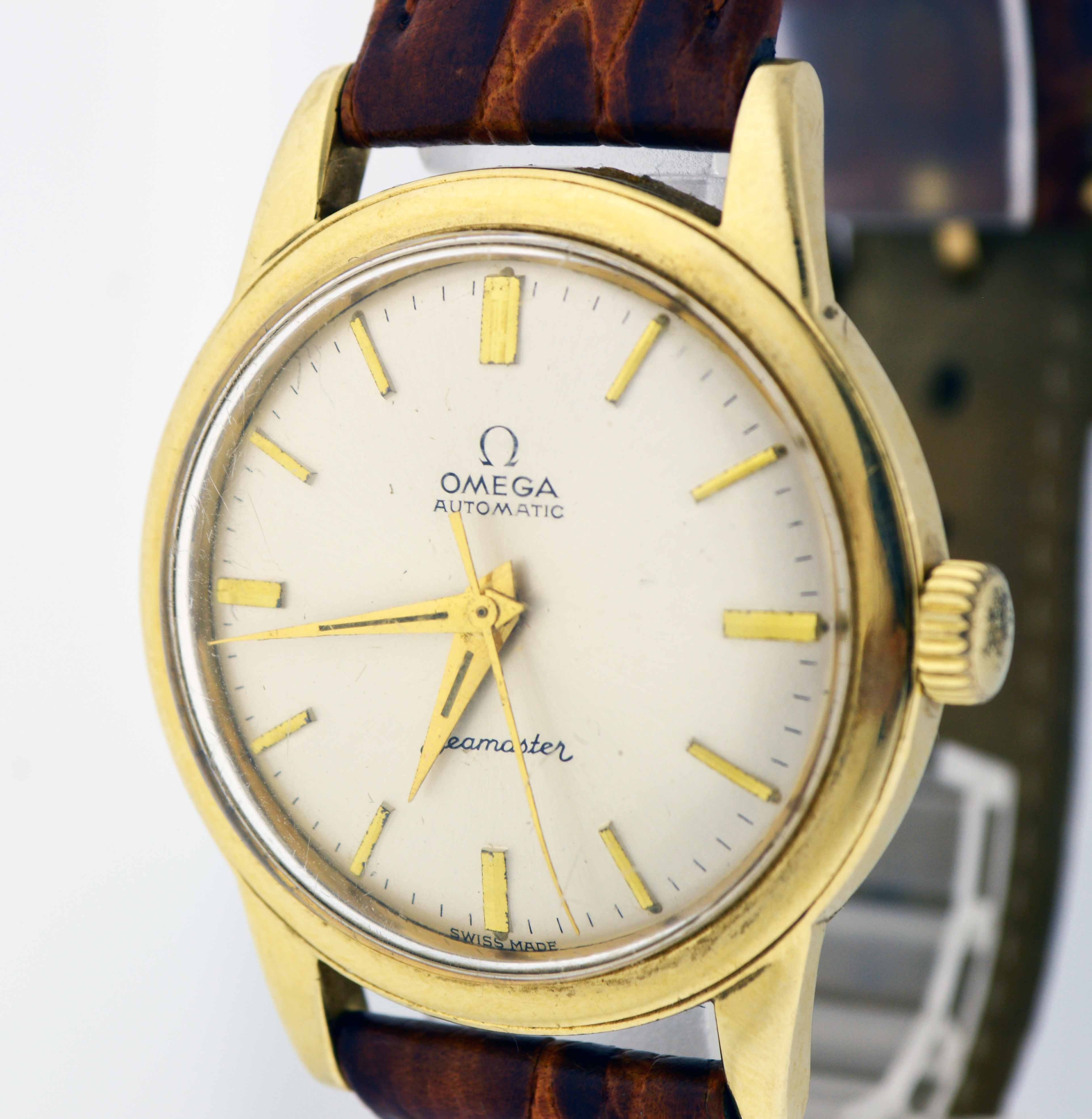 Vintage 1958 Omega Seamaster Cal 501 34mm 14k Gold 20 Jewel Automatic ...