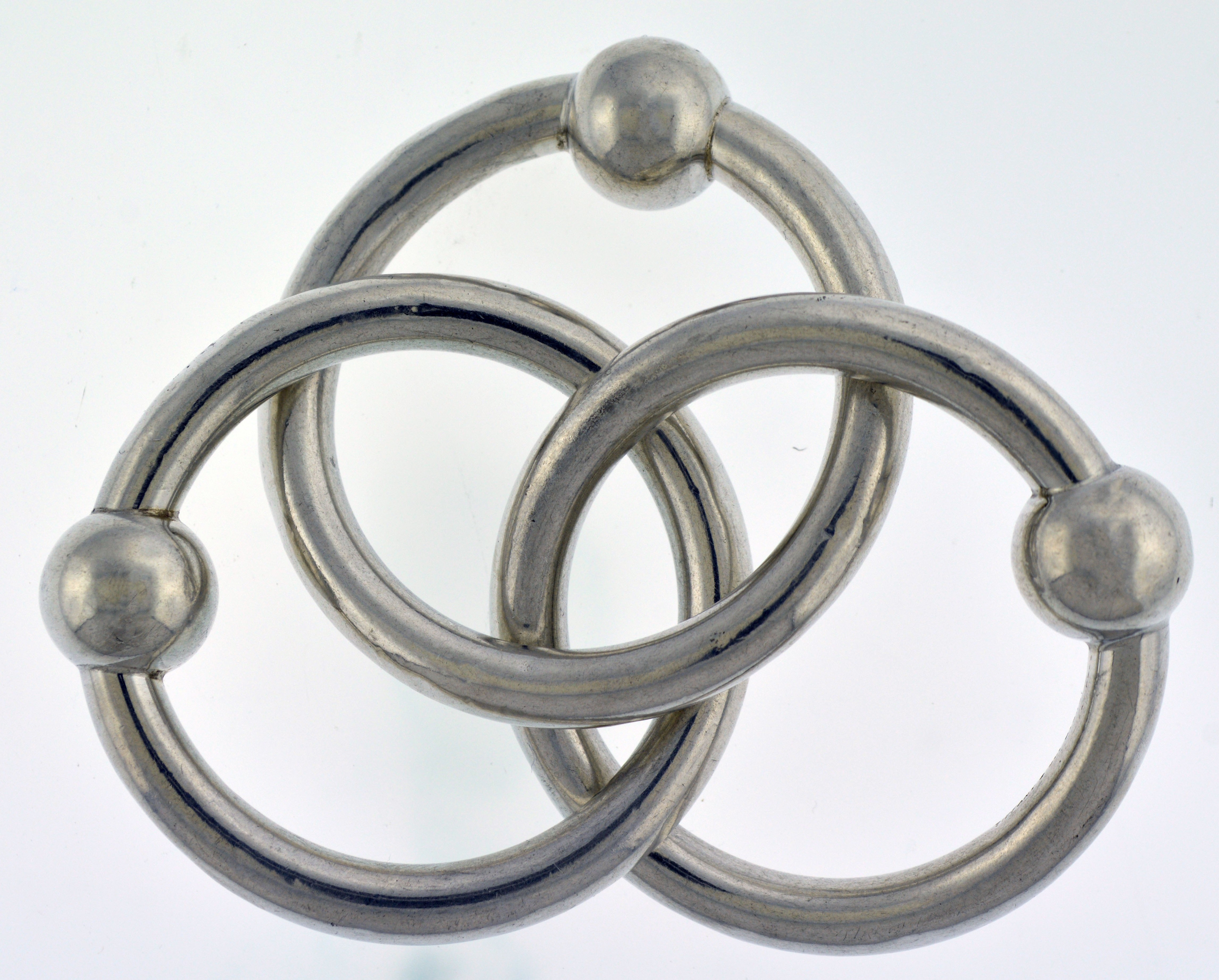 Tiffany & Co 925 Sterling Silver Triple Ring Interlocking Baby Rattle ...