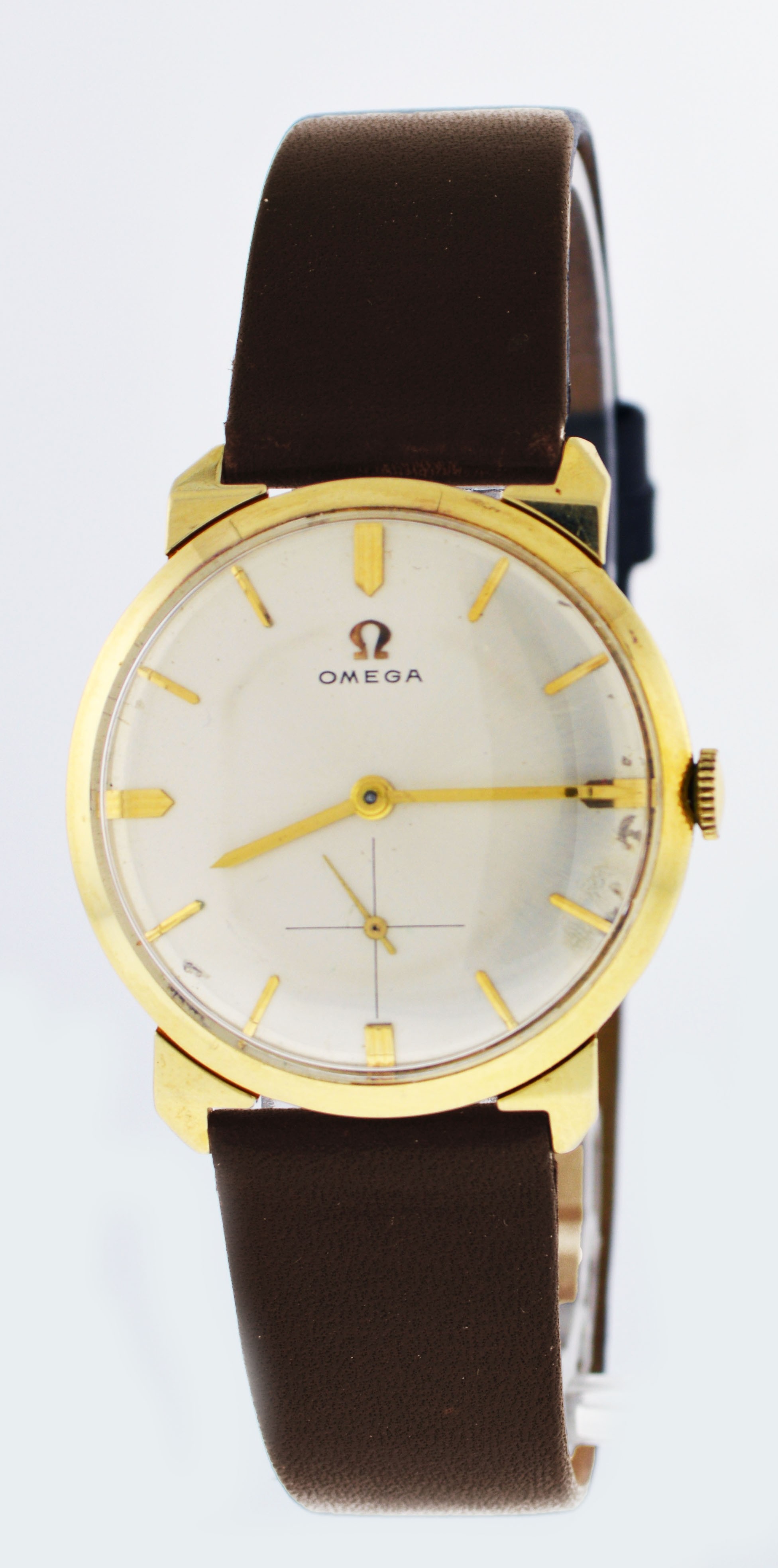 Vintage Omega Cal 302 Ref N6596 32mm 14k Yellow Gold Fancy Lug ...