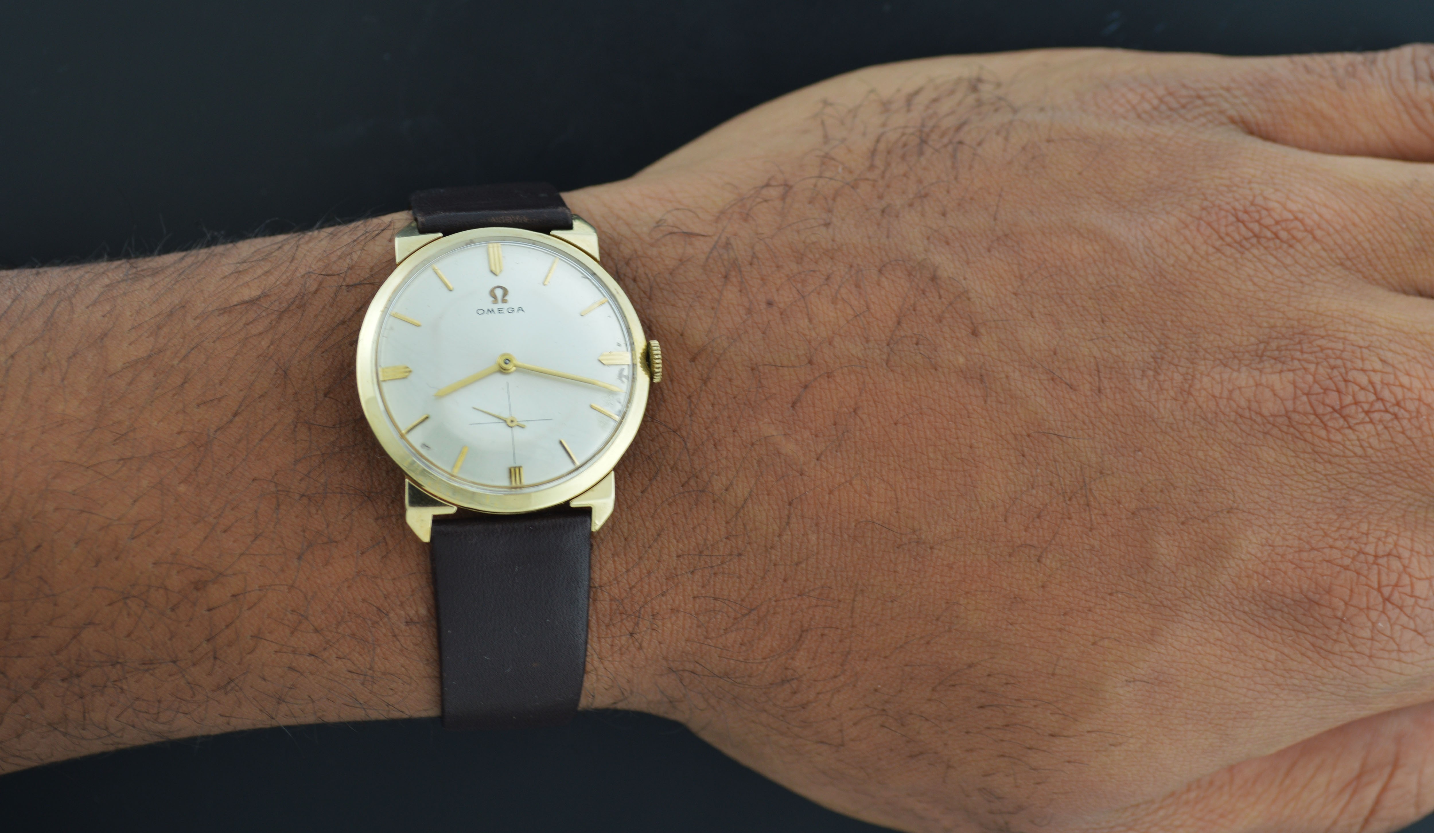 Vintage Omega Cal 302 Ref N6596 32mm 14k Yellow Gold Fancy Lug ...