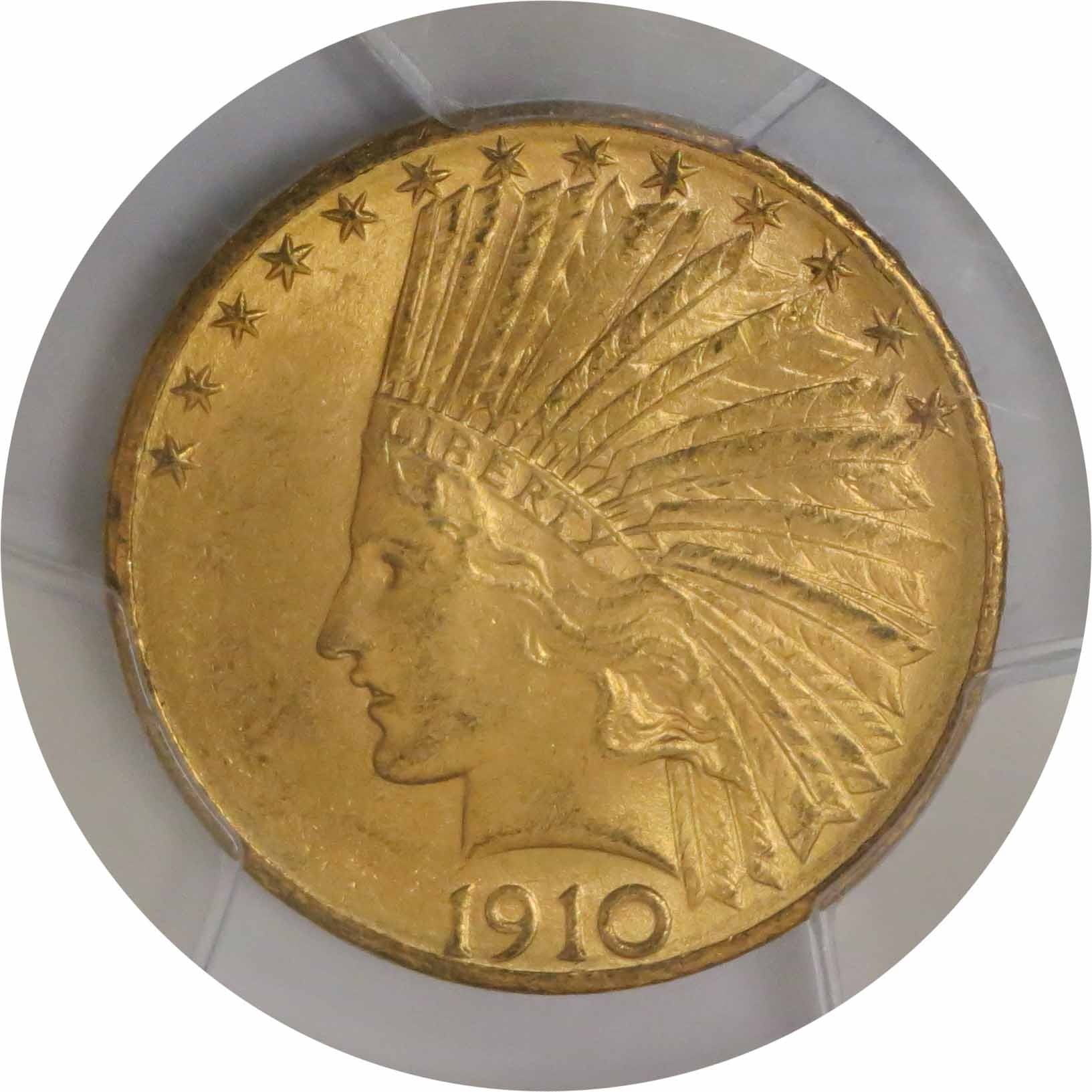 1910 D $10 Indian Head Gold Eagle PCGS MS63 Uncirculated Mint State Coin | Coin Exchange NY