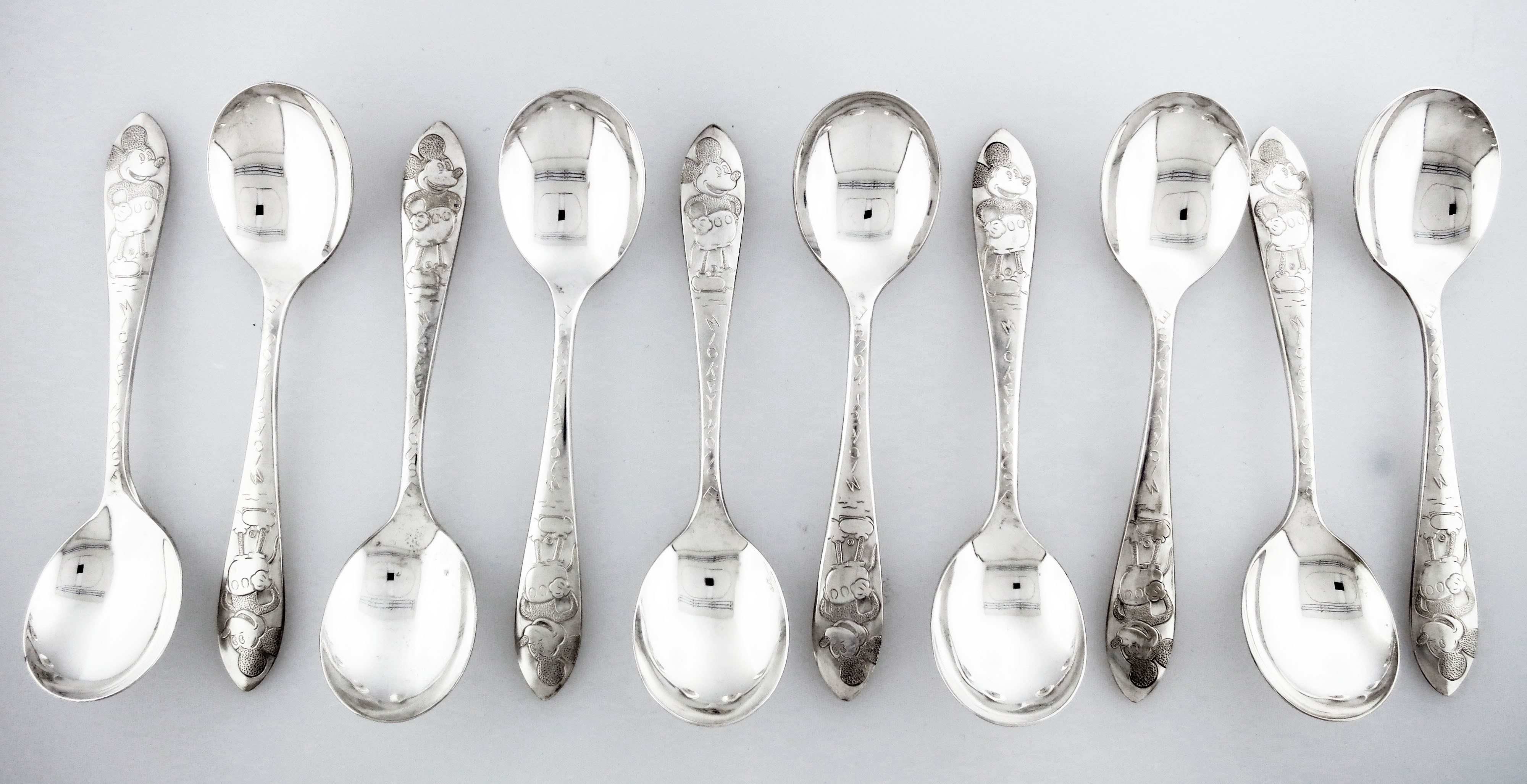 Set Of 5 Vintage 1930s Branford Silver Plate Mickey Mouse Pie Eyed ...