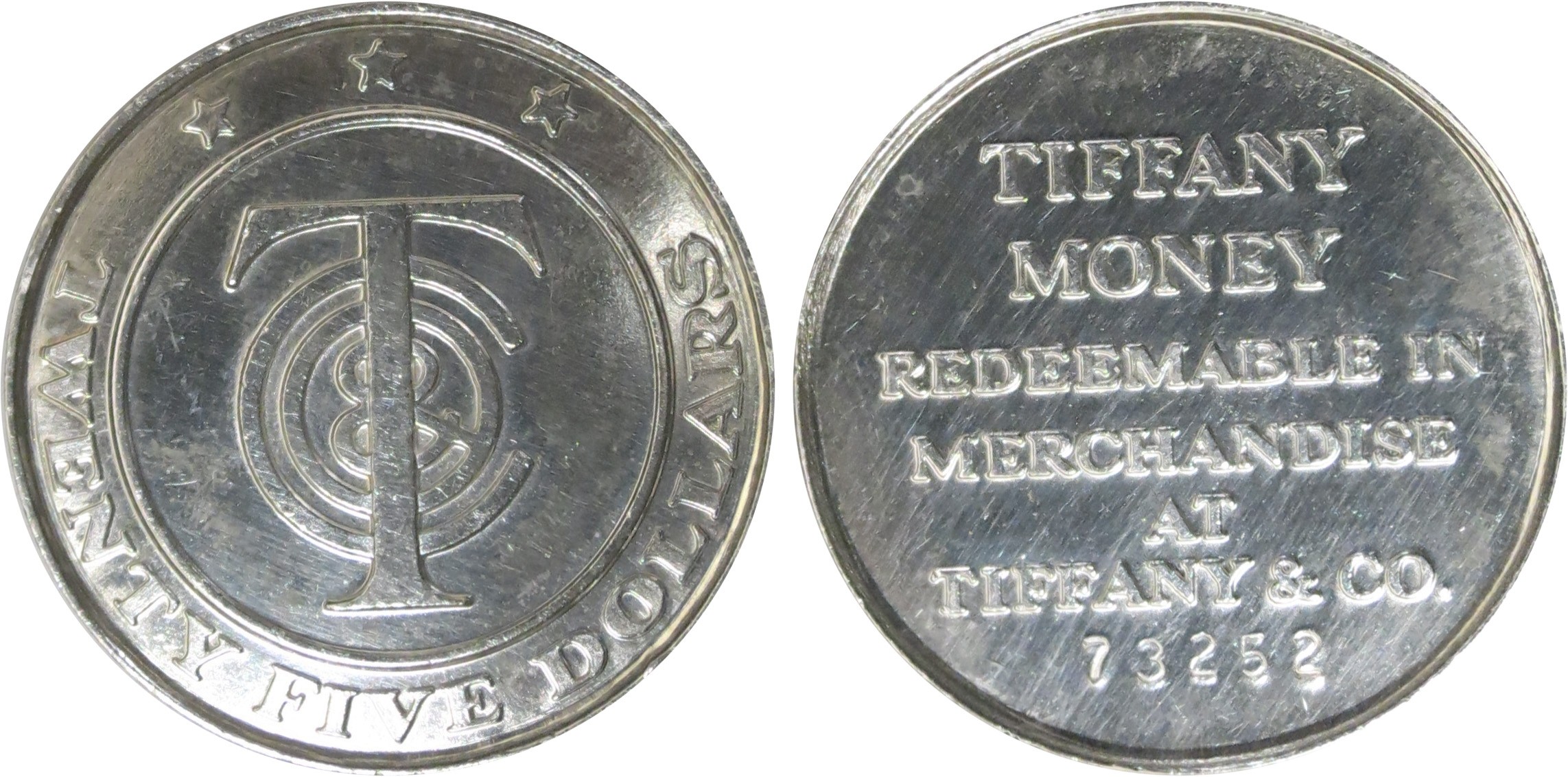 Lot Of 3 Tiffany & Co Sterling Silver 1/2 oz Redeemable $25 Money Token ...