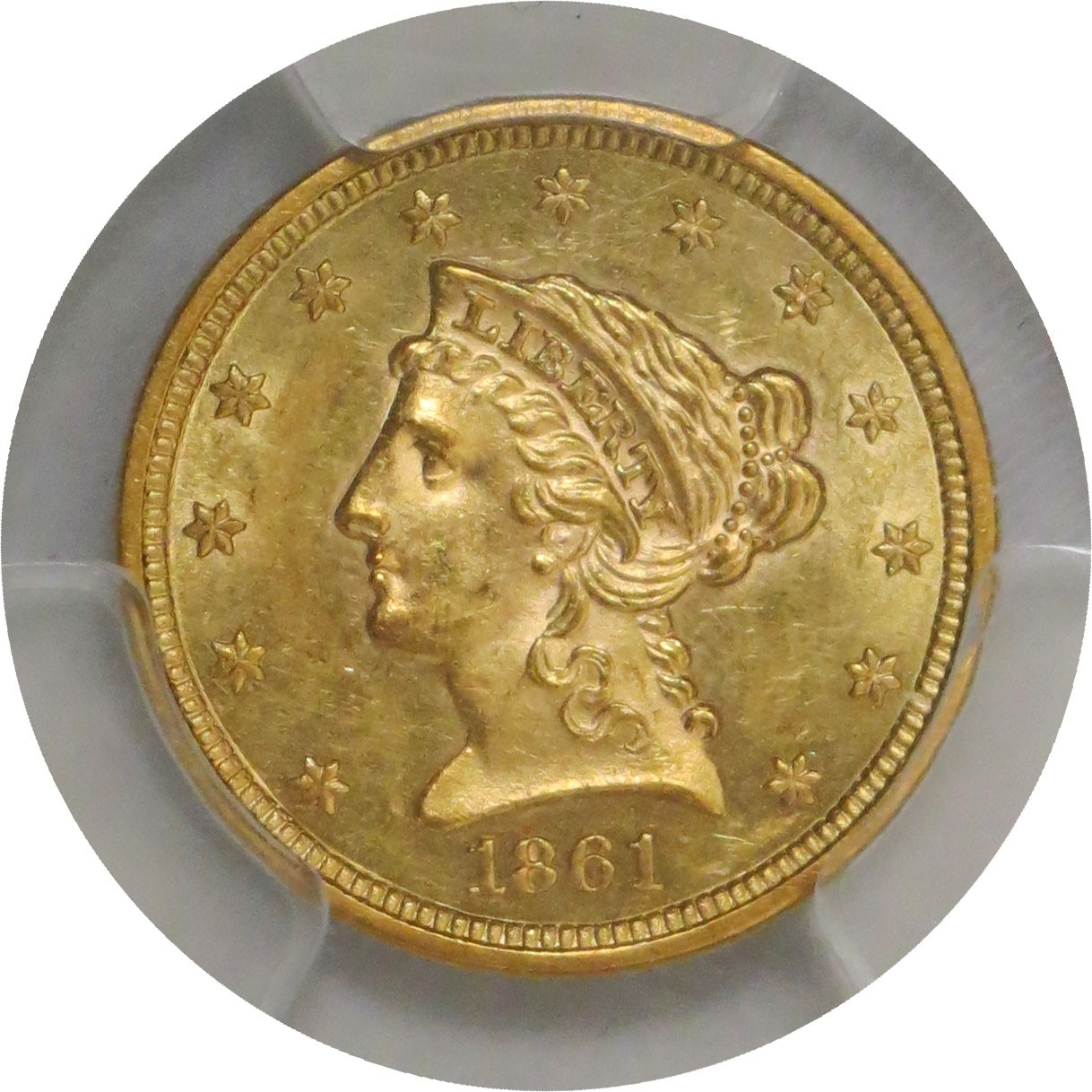 1861 $2.50 Liberty Head Quarter Eagle Gold Type 2 New Reverse PCGS AU58 | Coin Exchange NY