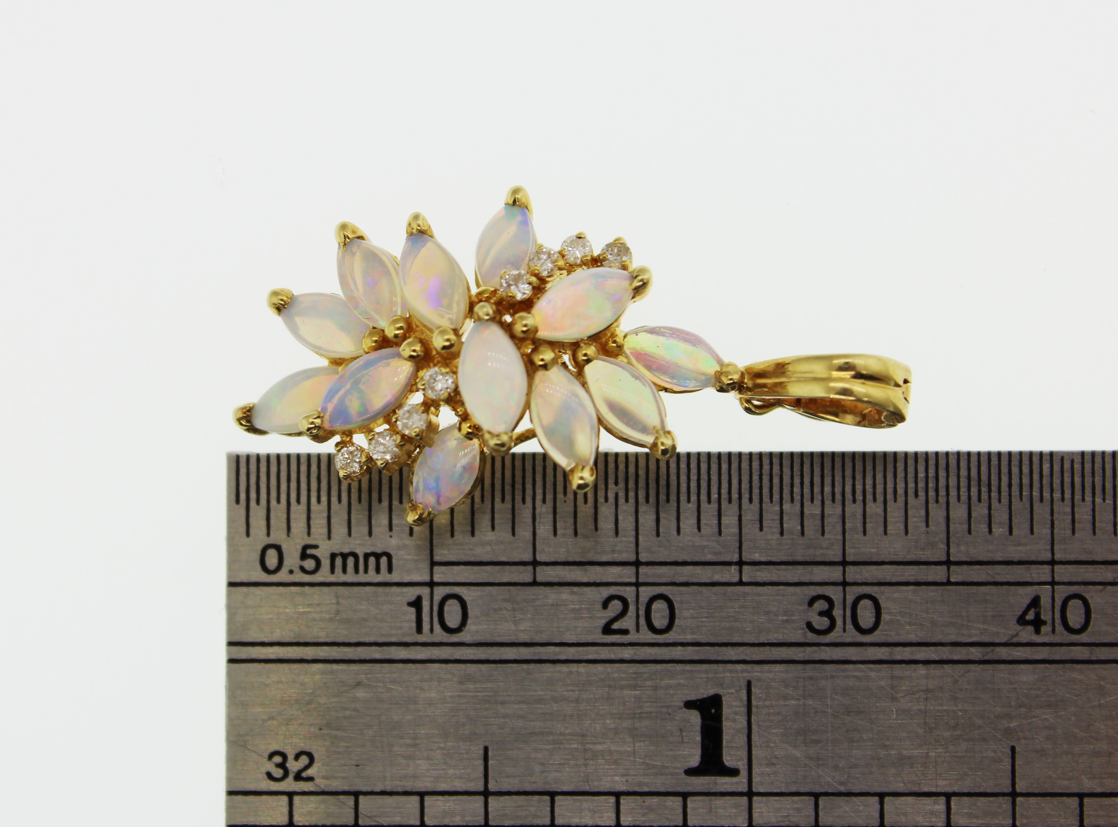 Signed Bellarri 14k Yellow Gold Opal Diamond Enhancer Pendant | Coin ...