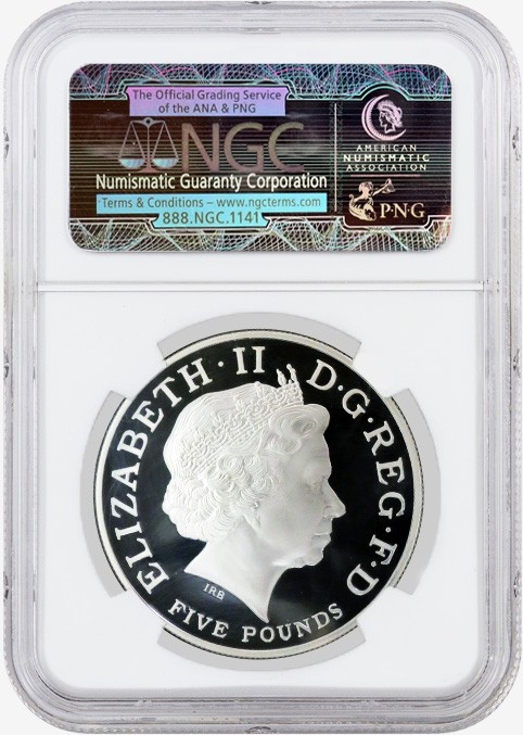 2013 £5 Proof Great Britain St. George & The Dragon Sterling Silver NGC ...